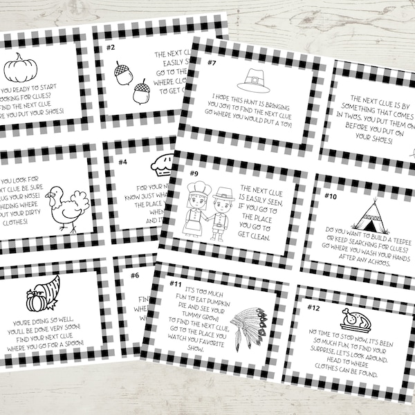 Thanksgiving Treasure Hunt Clues - Etsy