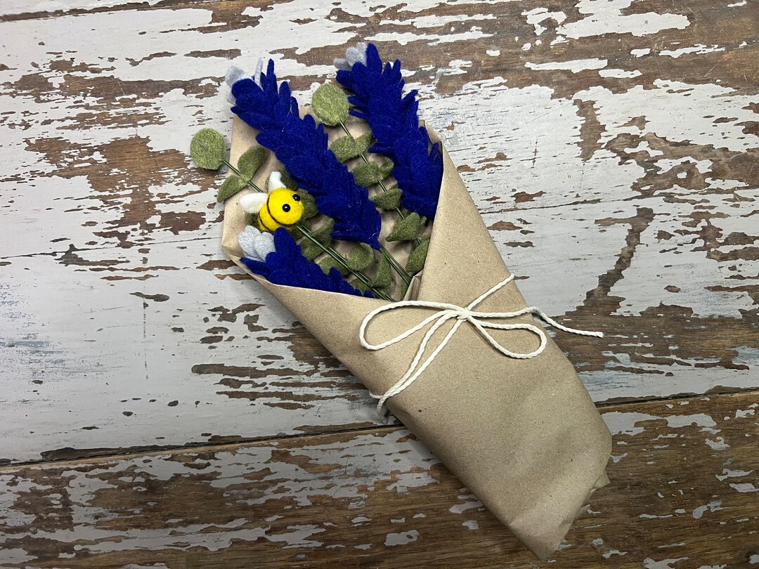 Mother’s Day Bluebonnet Felt Flower Bouquet, Handmade Valentines Gift ...