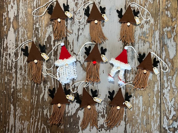 Santa and His Reindeer Gnome Ornament Kit DIY Christmas Gift - Etsy