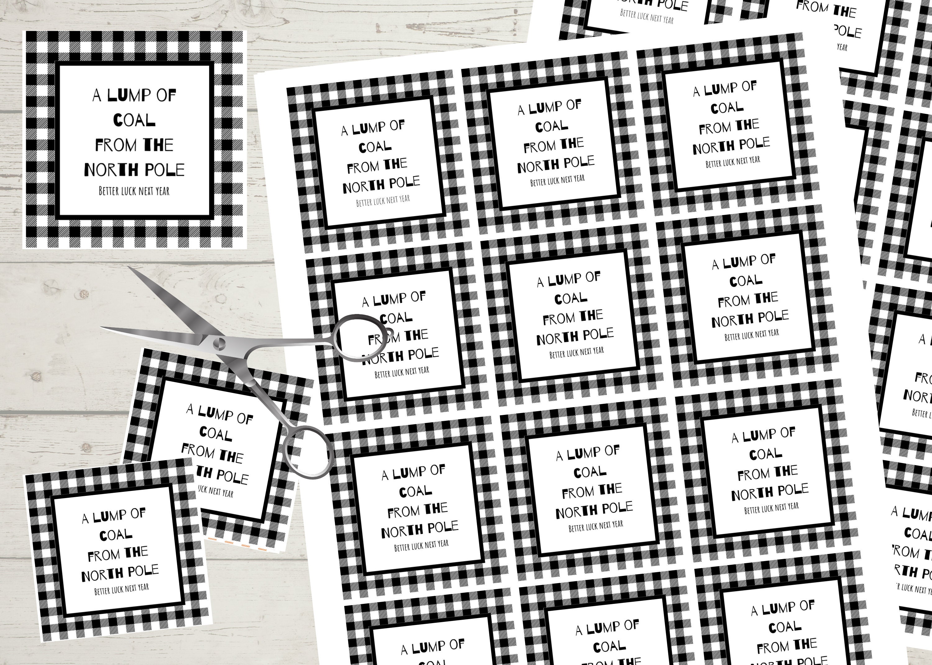 Gingham A Lump of Coal Tag Prank Printable Gift Treat Bag - Etsy