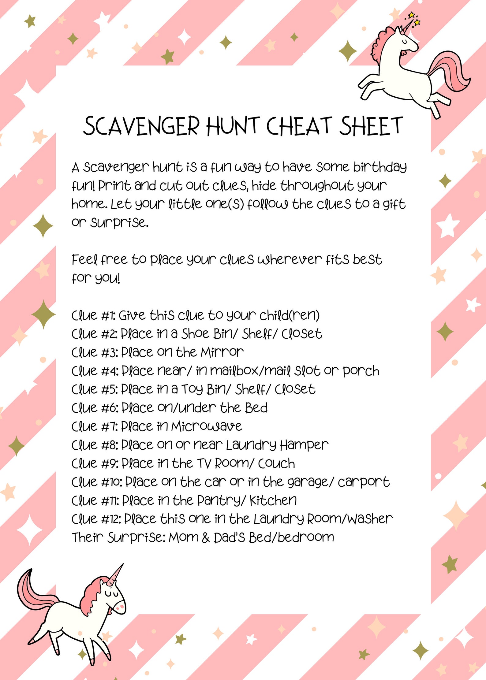 Girls Birthday Scavenger Hunt Unicorn Birthday Party Game - Etsy
