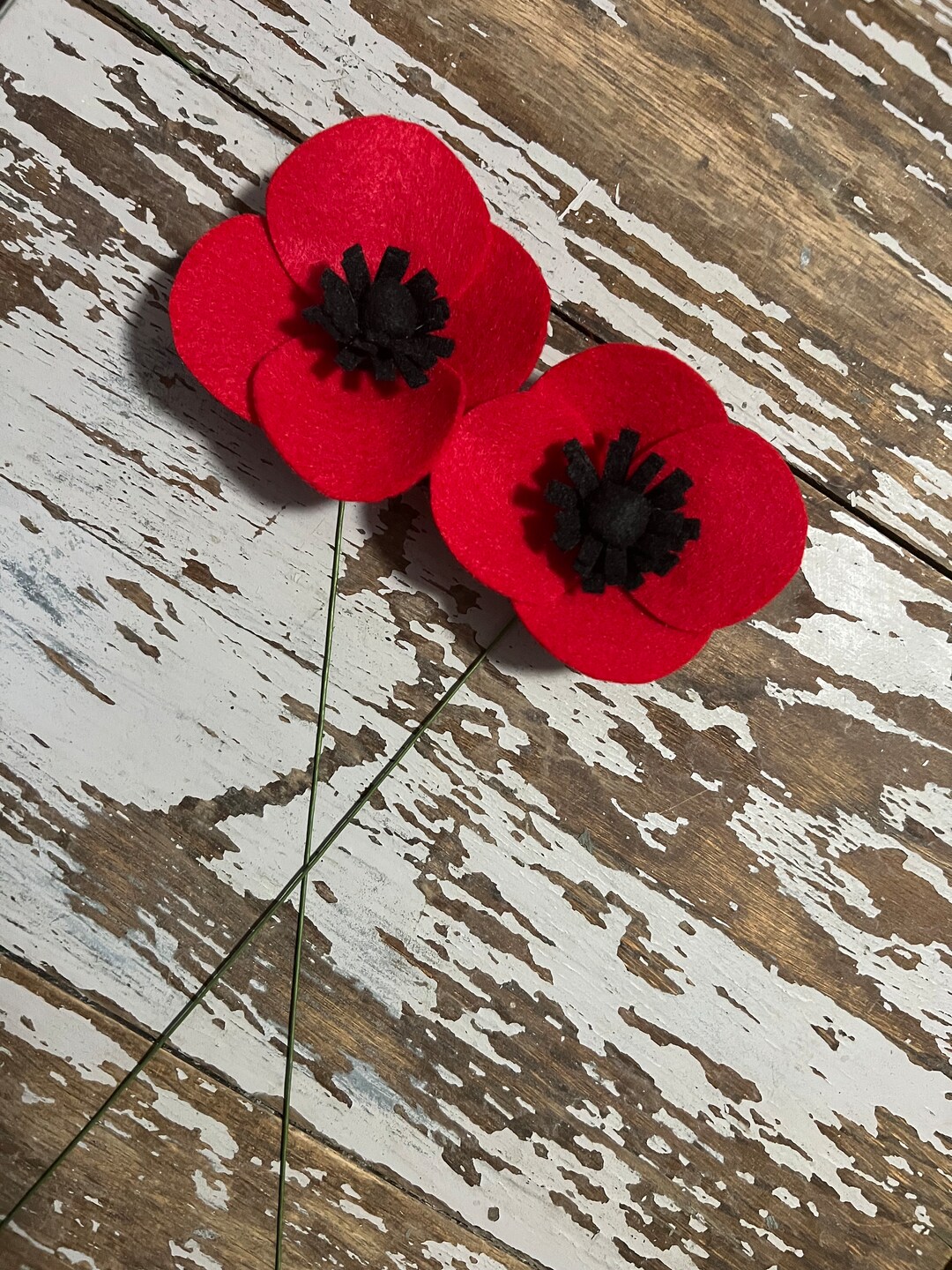 Felt Red Poppy Stems, Veterans Day Tablescapes, Memorial Days, Birthday ...