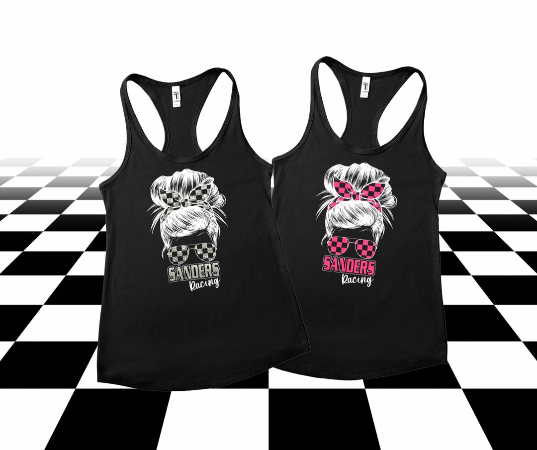 Personalized Drag Racing Tank Tops for Women & Girlfriend, Mom Bun ...