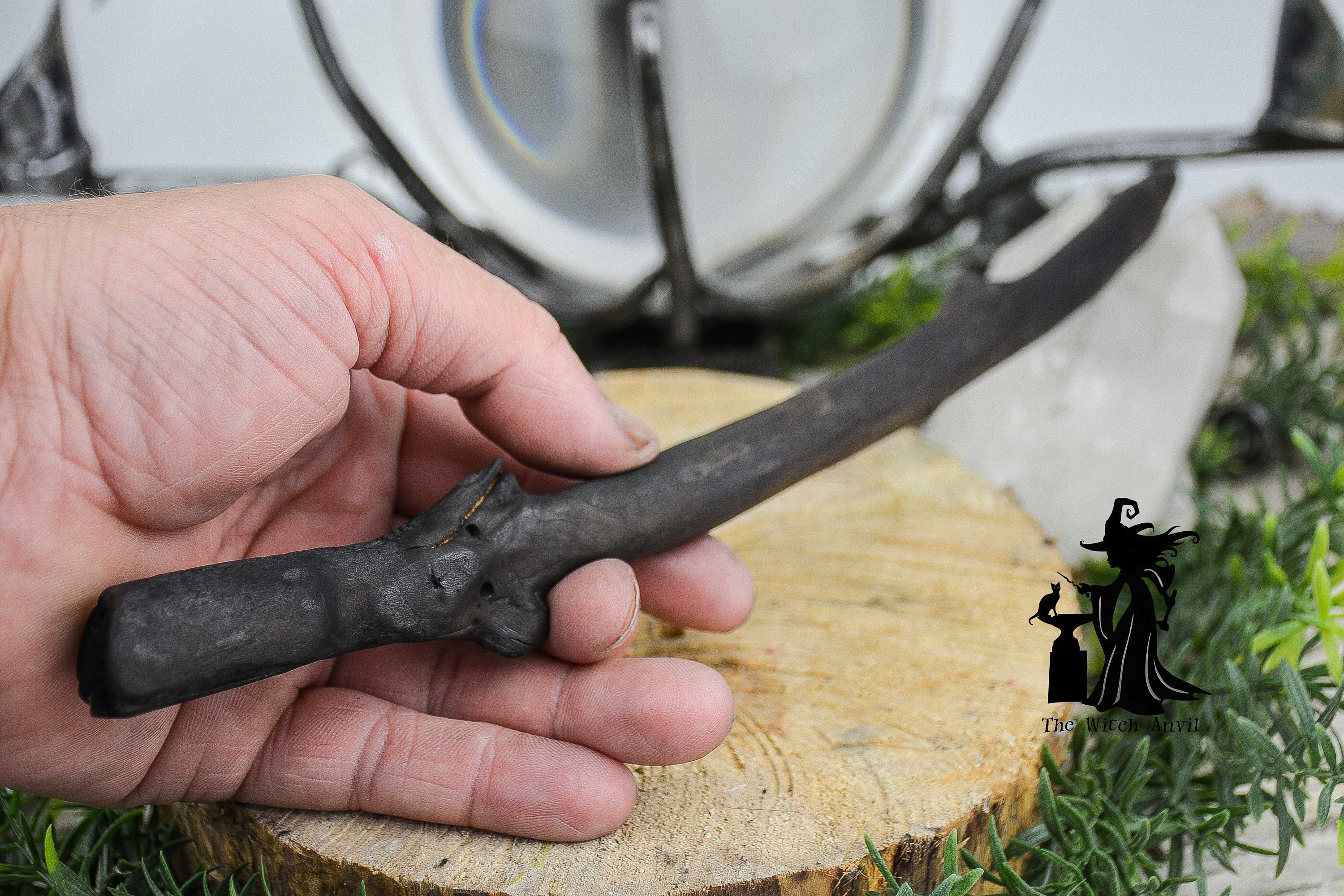 Magic and Rustic Wand of Natural Cherry Wood Named Deamhain Mac an T ...