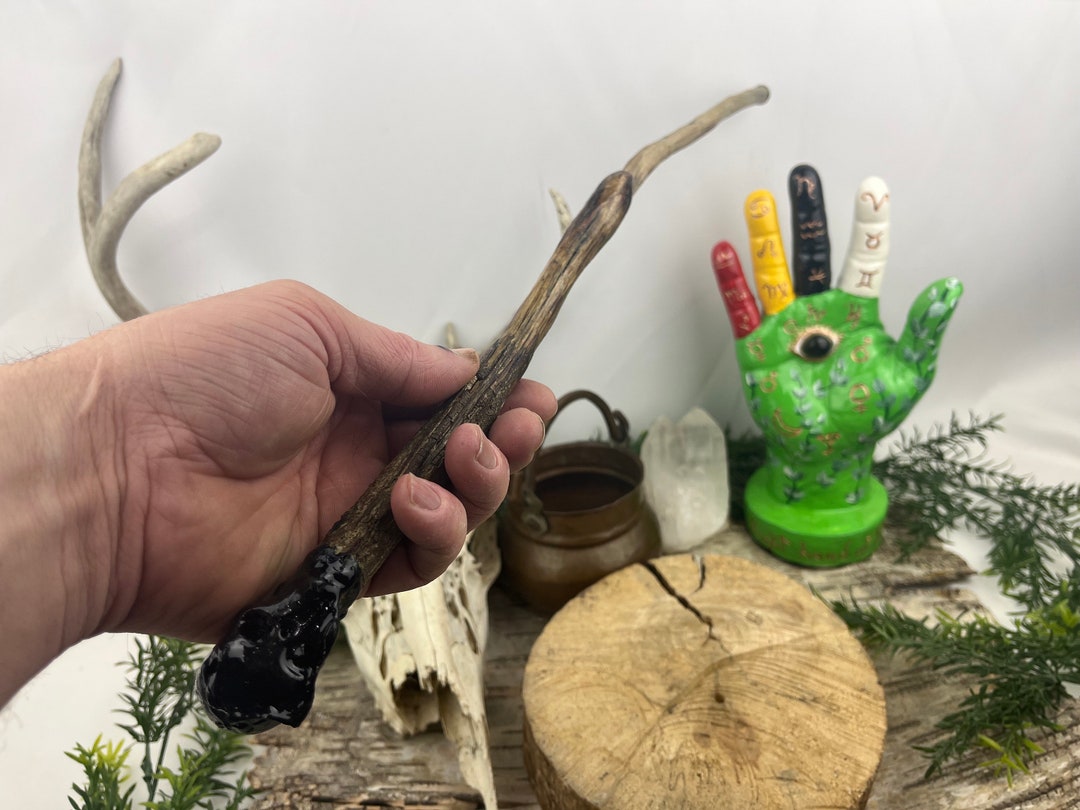Traditional Magic Wand in Hazel Wood With Skull-shaped Reservoir - Etsy