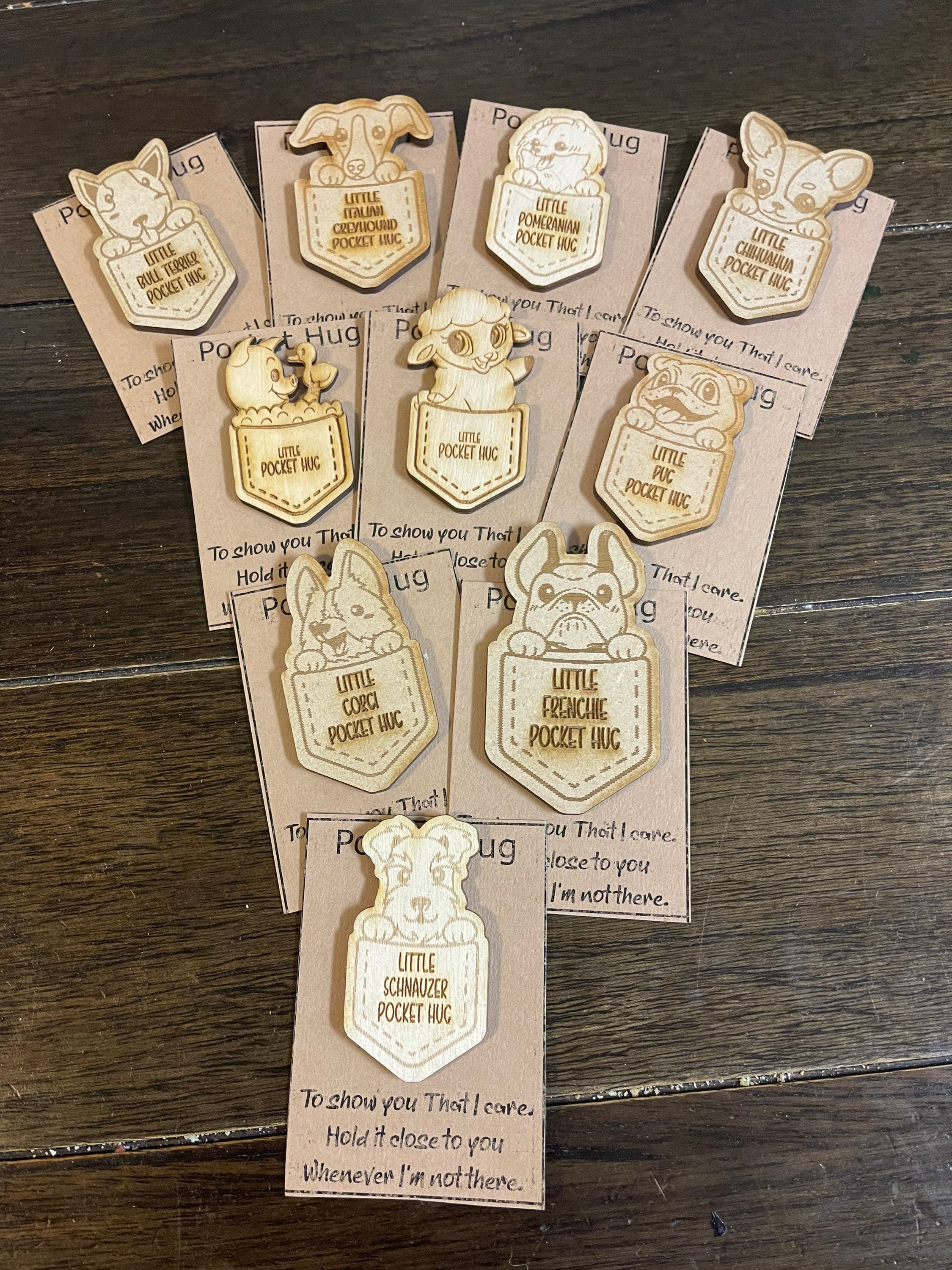 Pocket Hug Gift | Kid Classroom Set Favor |animal Wooden Pocket Hug ...