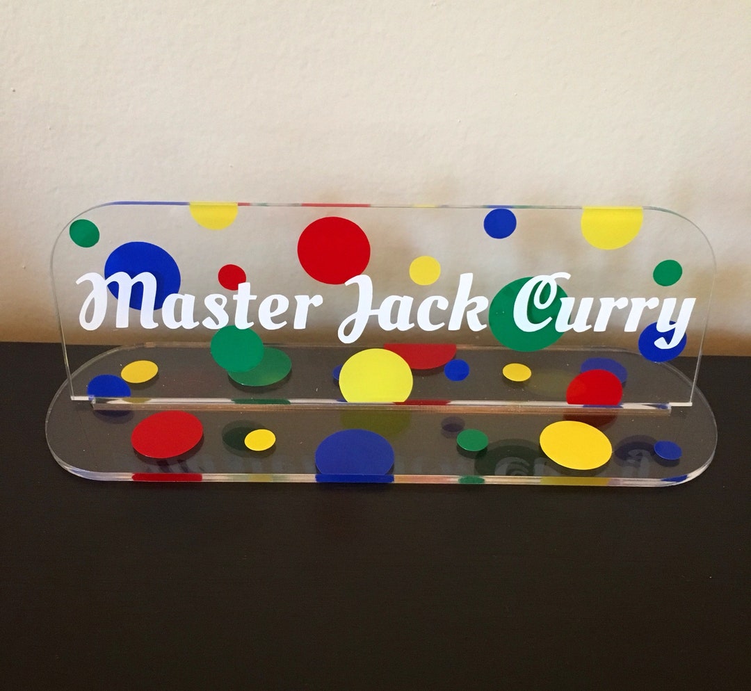 Acrylic Desk Name Plate With Stand Polka Dot Desk Plate - Etsy