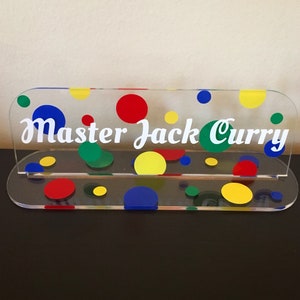 Acrylic Desk Name Plate With Stand Polka Dot Desk Plate - Etsy
