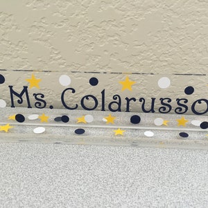 Acrylic Desk Name Plate With Stand Polka Dot Desk Plate - Etsy