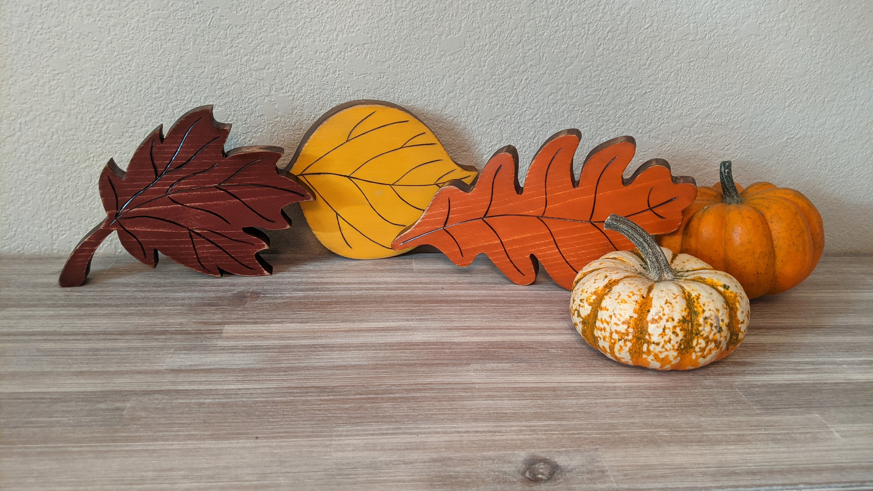Decorative Painted Wood Fall Leaves - Etsy