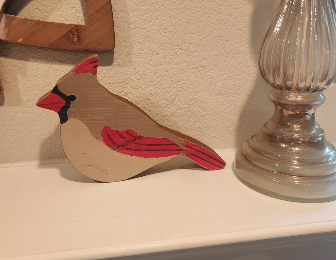 Decorative Wood Female Cardinal - Etsy