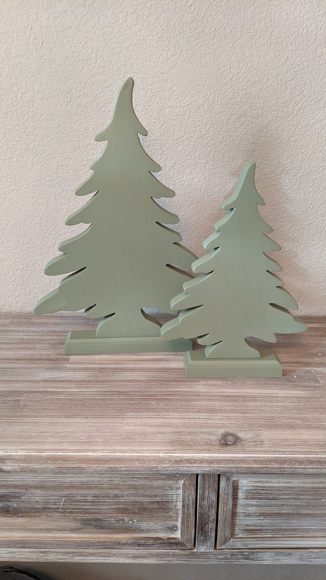 Decorative Painted Wood Evergreen Tree - Etsy