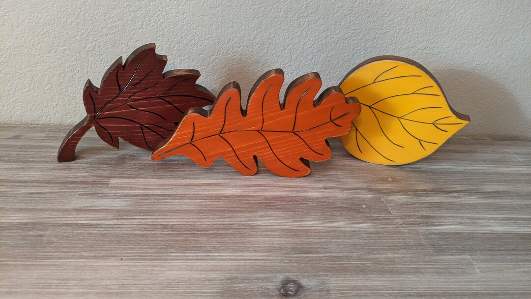 Decorative Painted Wood Fall Leaves - Etsy