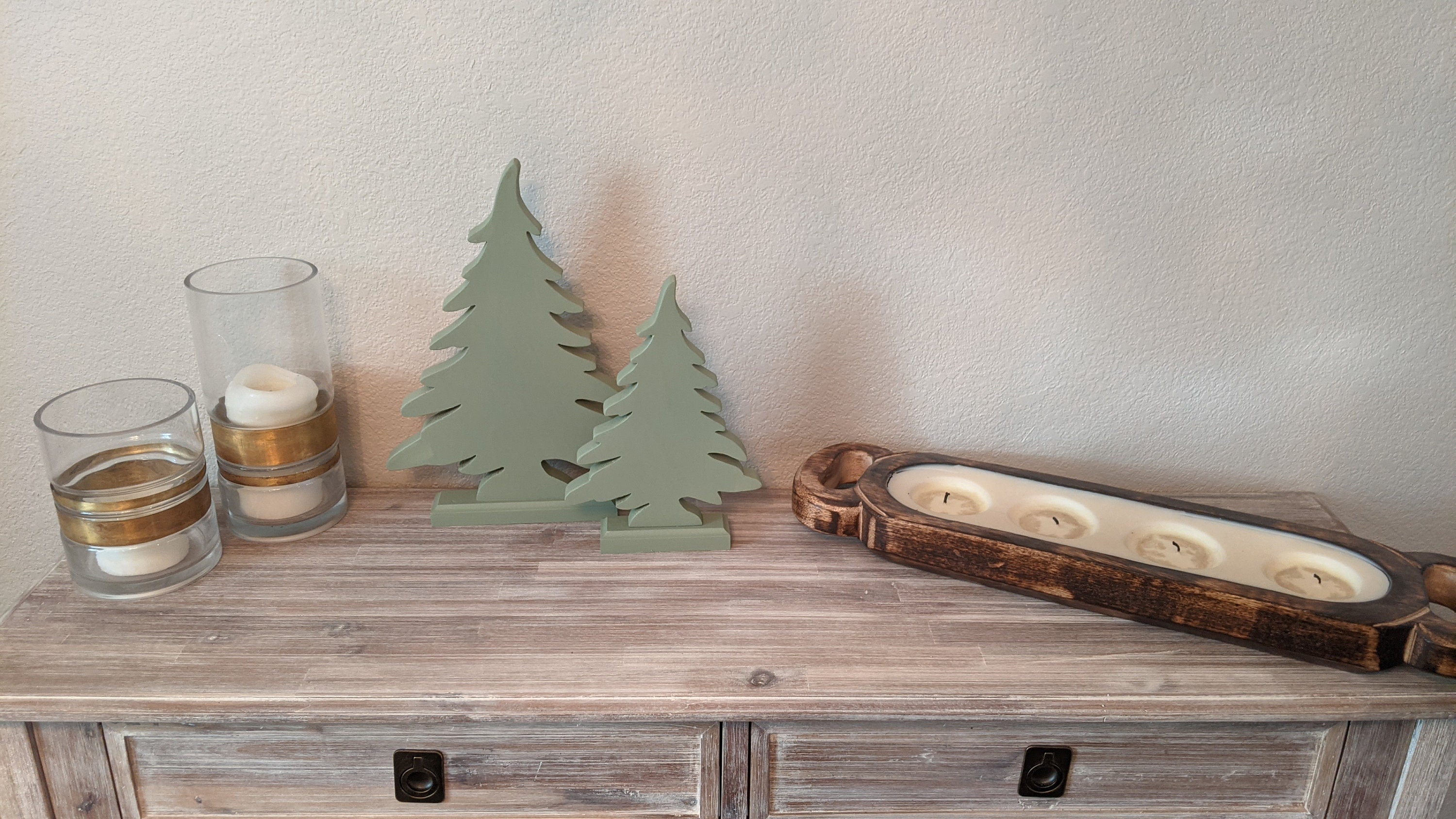 Decorative Painted Wood Evergreen Tree - Etsy