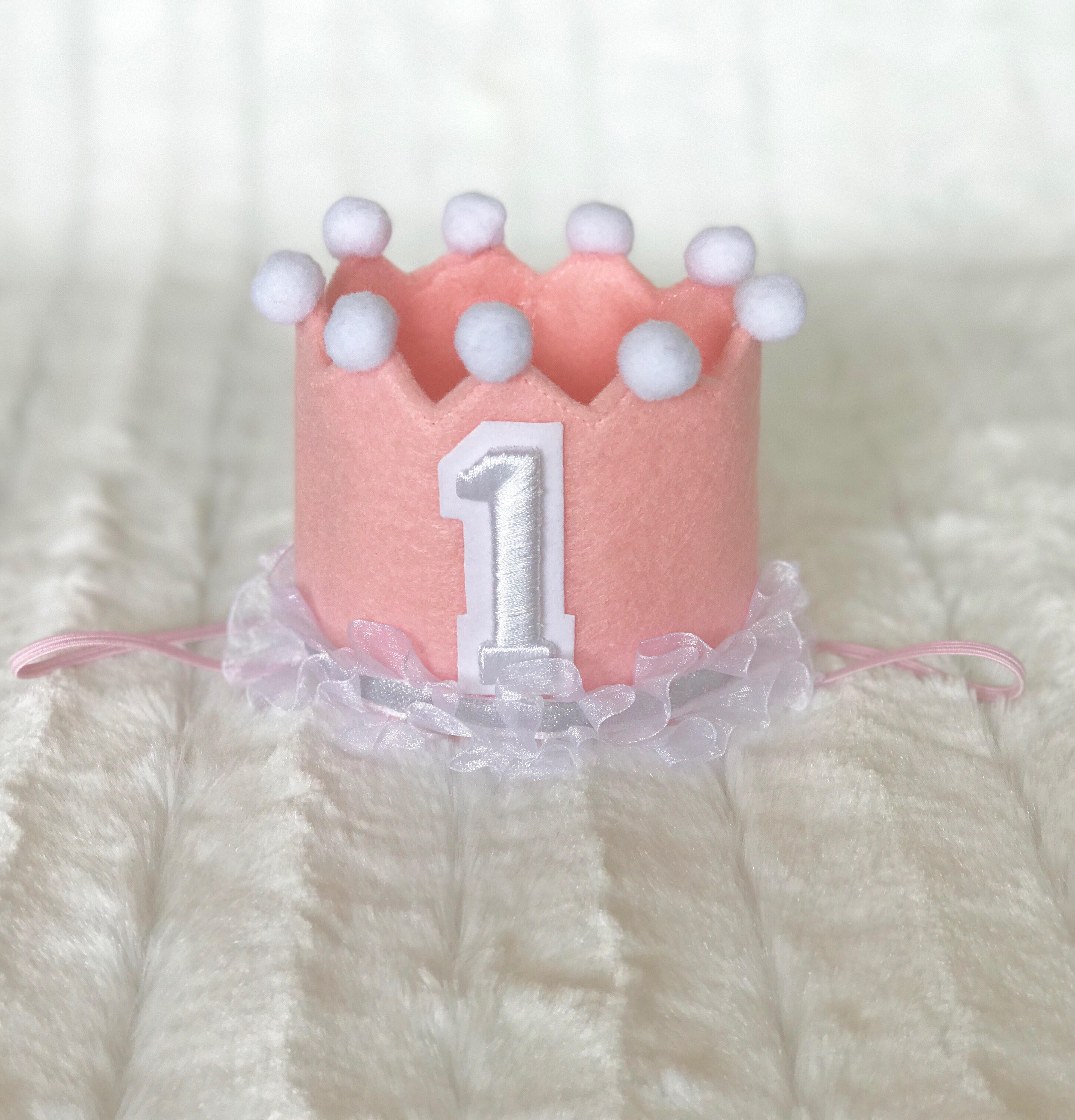 1st Birthday Pink Felt Crown Headband - Etsy