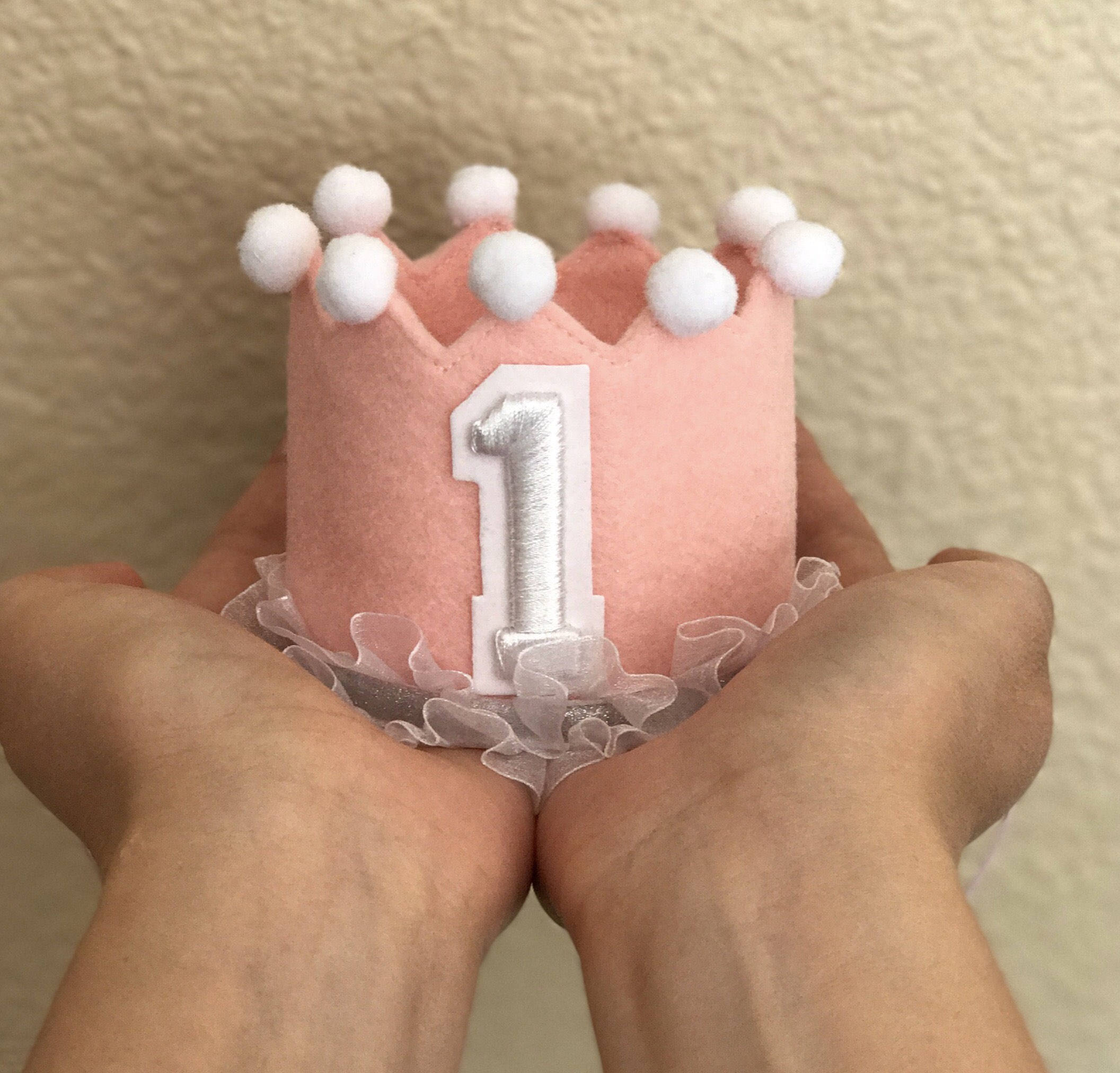 1st Birthday Pink Felt Crown Headband - Etsy