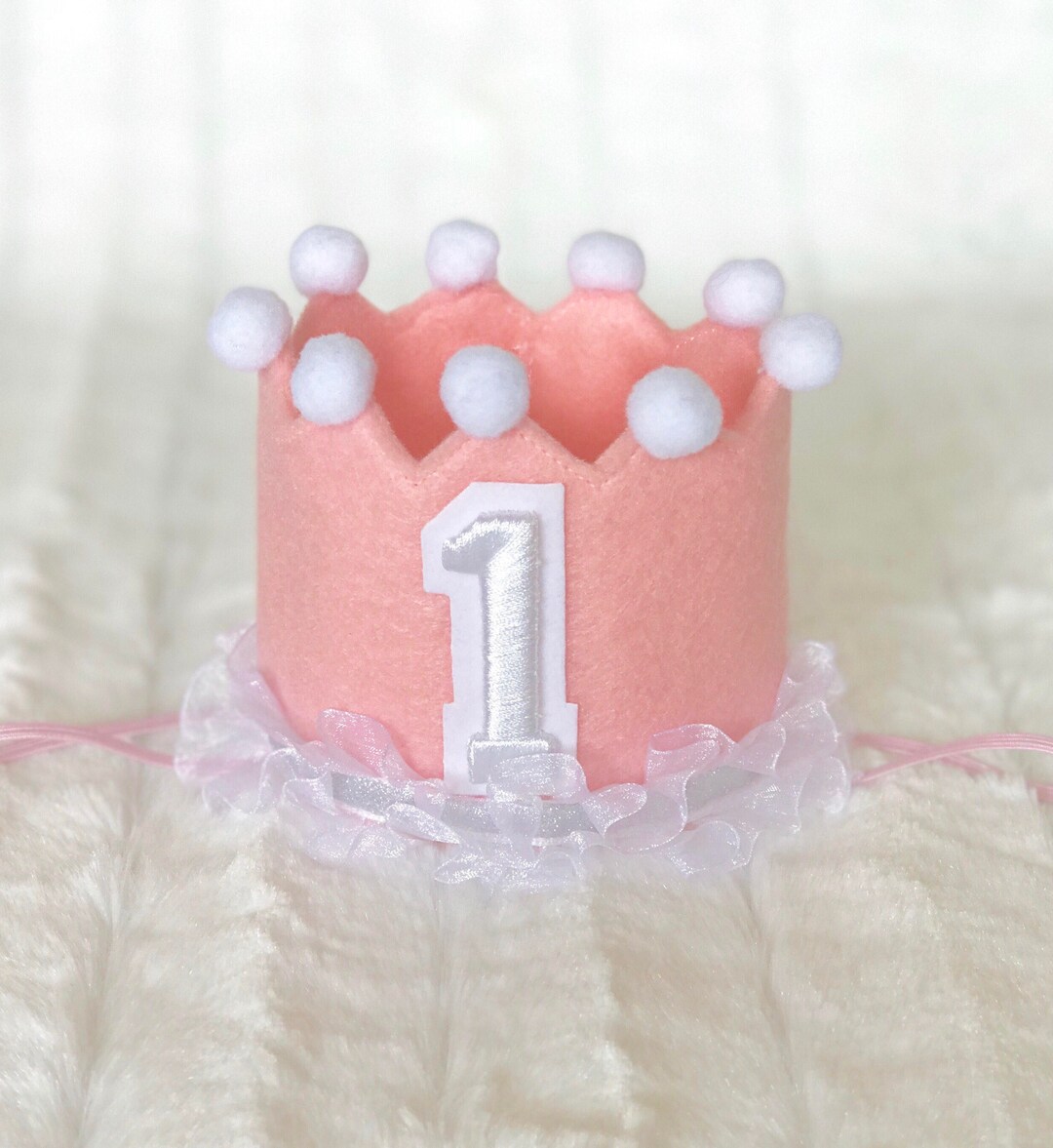 1st Birthday Pink Felt Crown Headband - Etsy