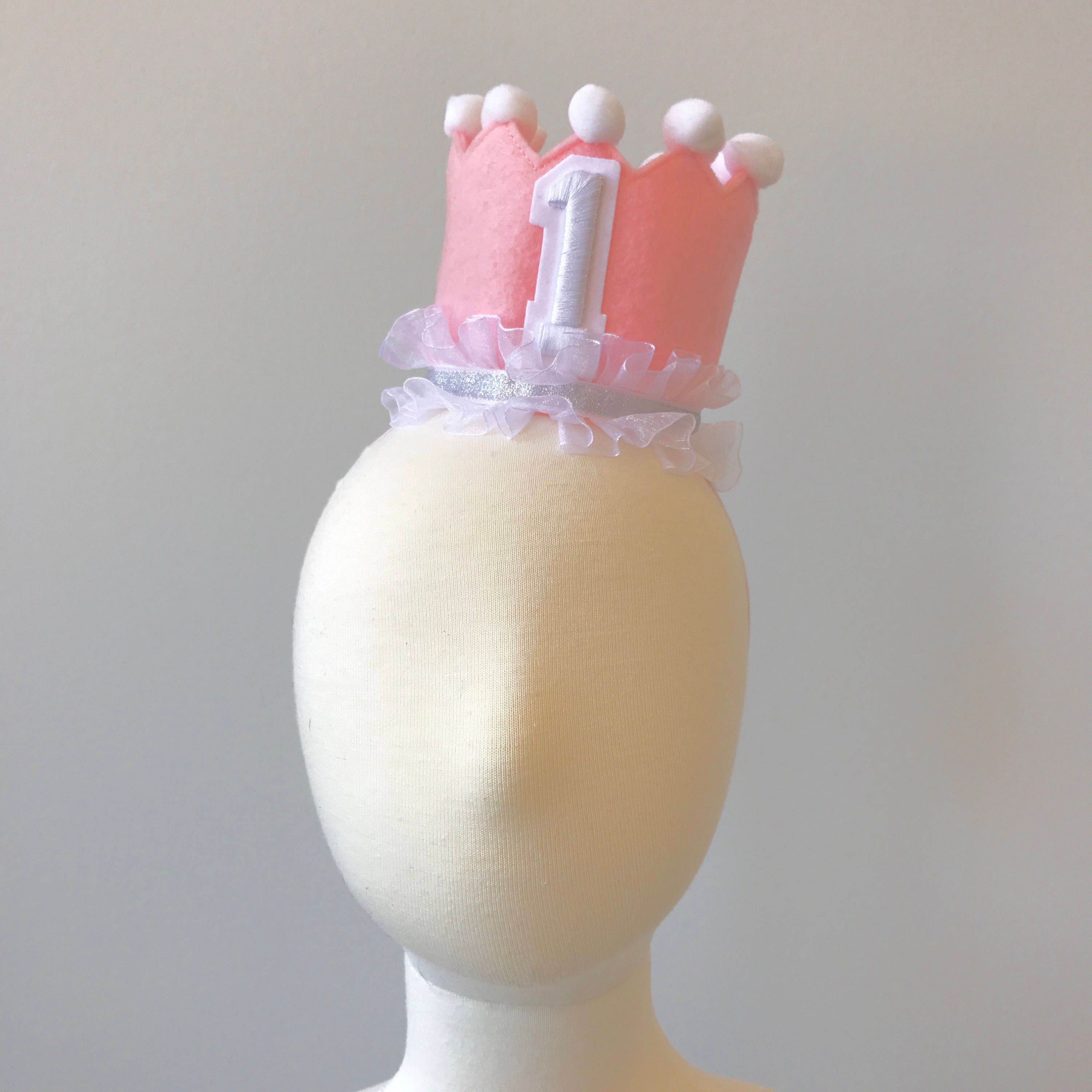 1st Birthday Pink Felt Crown Headband - Etsy