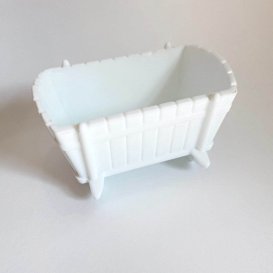Vintage White Milk Glass Crib / Bassinet Dish - Etsy