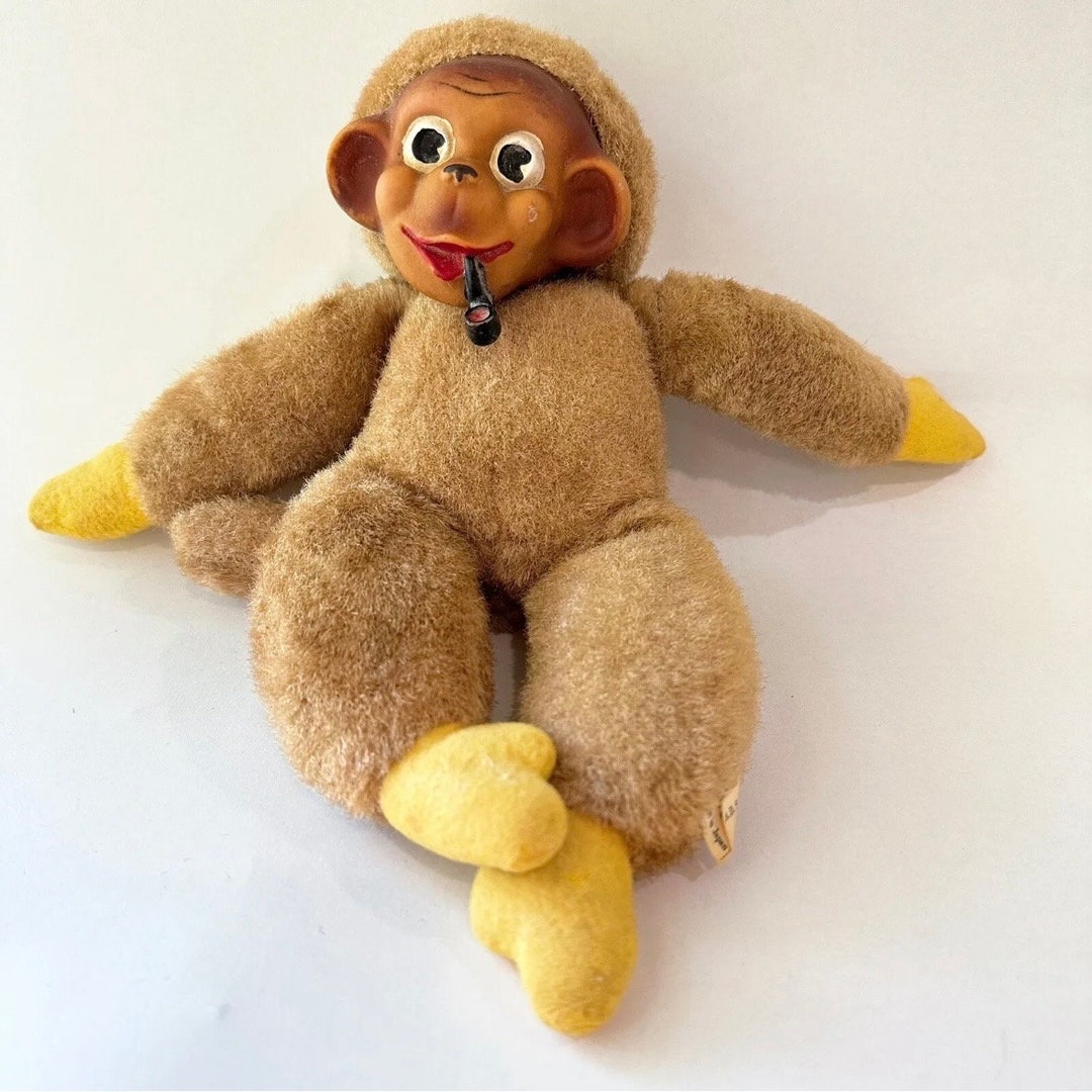 Rubber Face Plush Monkey W/ Hat Vintage Toy Stuffed Animal by A.D ...
