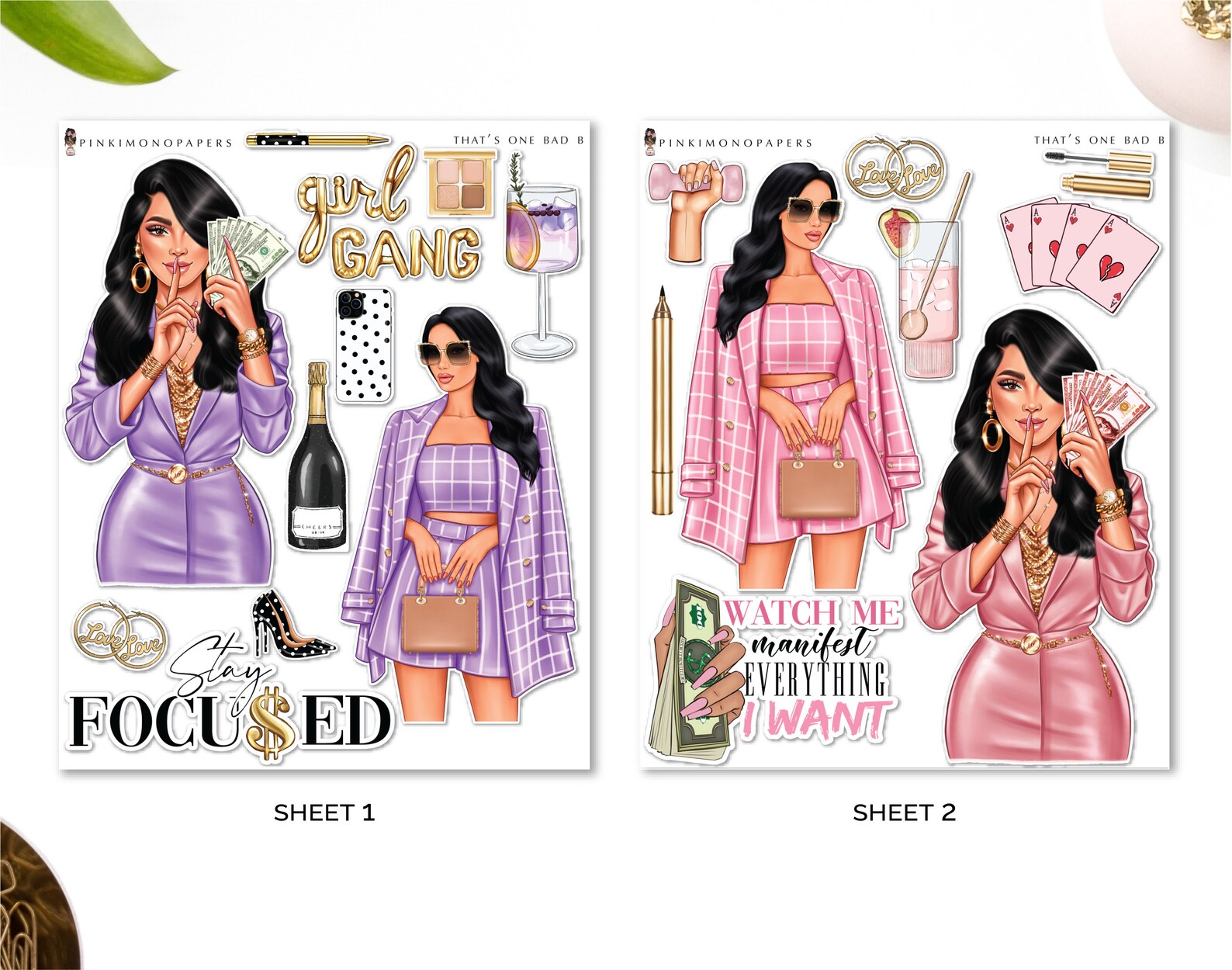 That's A Bad B - Planner Sticker Kit | Diverse Options Offered | Glam ...