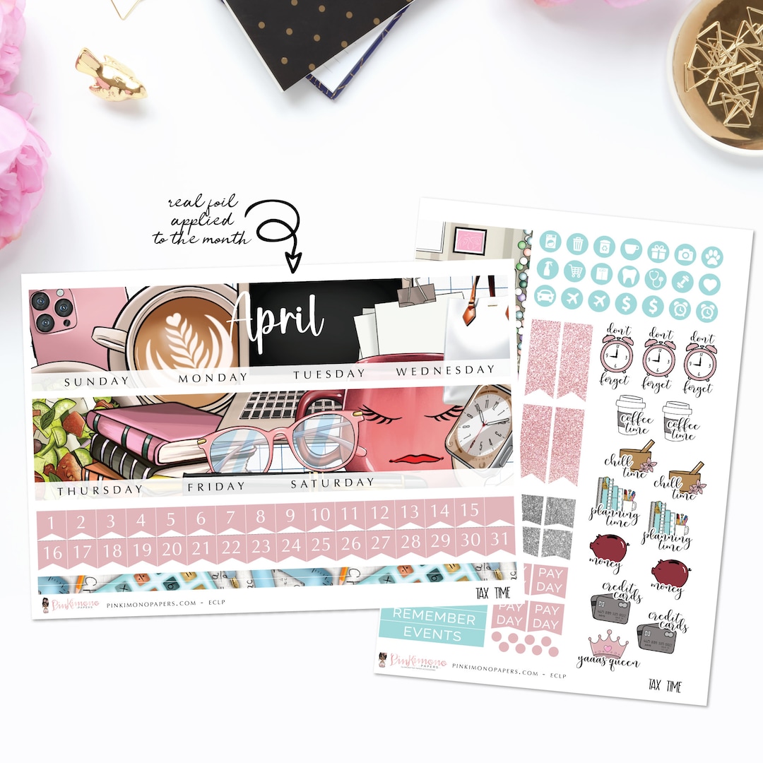 Tax Time - Monthly Sticker Kit, ECLP Monthly Kit, ECPP Monthly Kit, HP ...