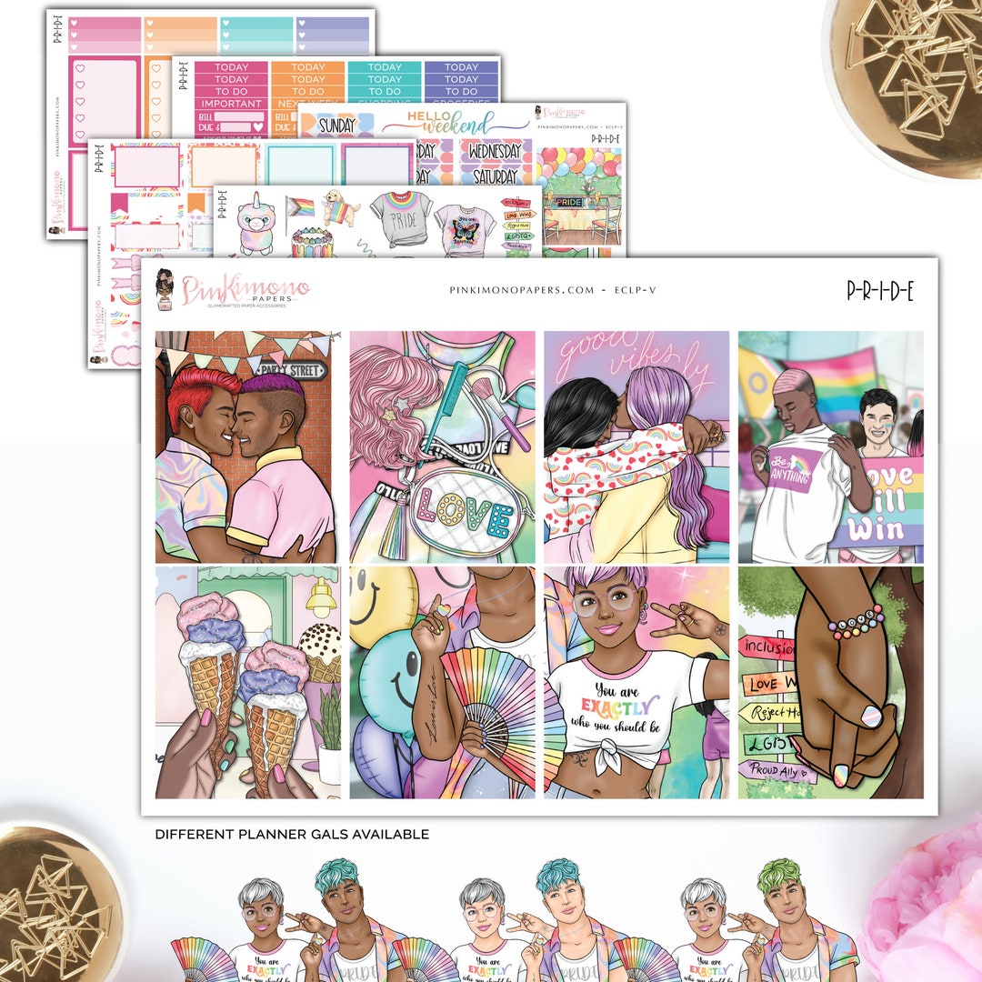 PRIDE - Weekly Sticker Kit, ECLP Sticker Kit, Happy Planner Sticker Kit | Diverse Options ...