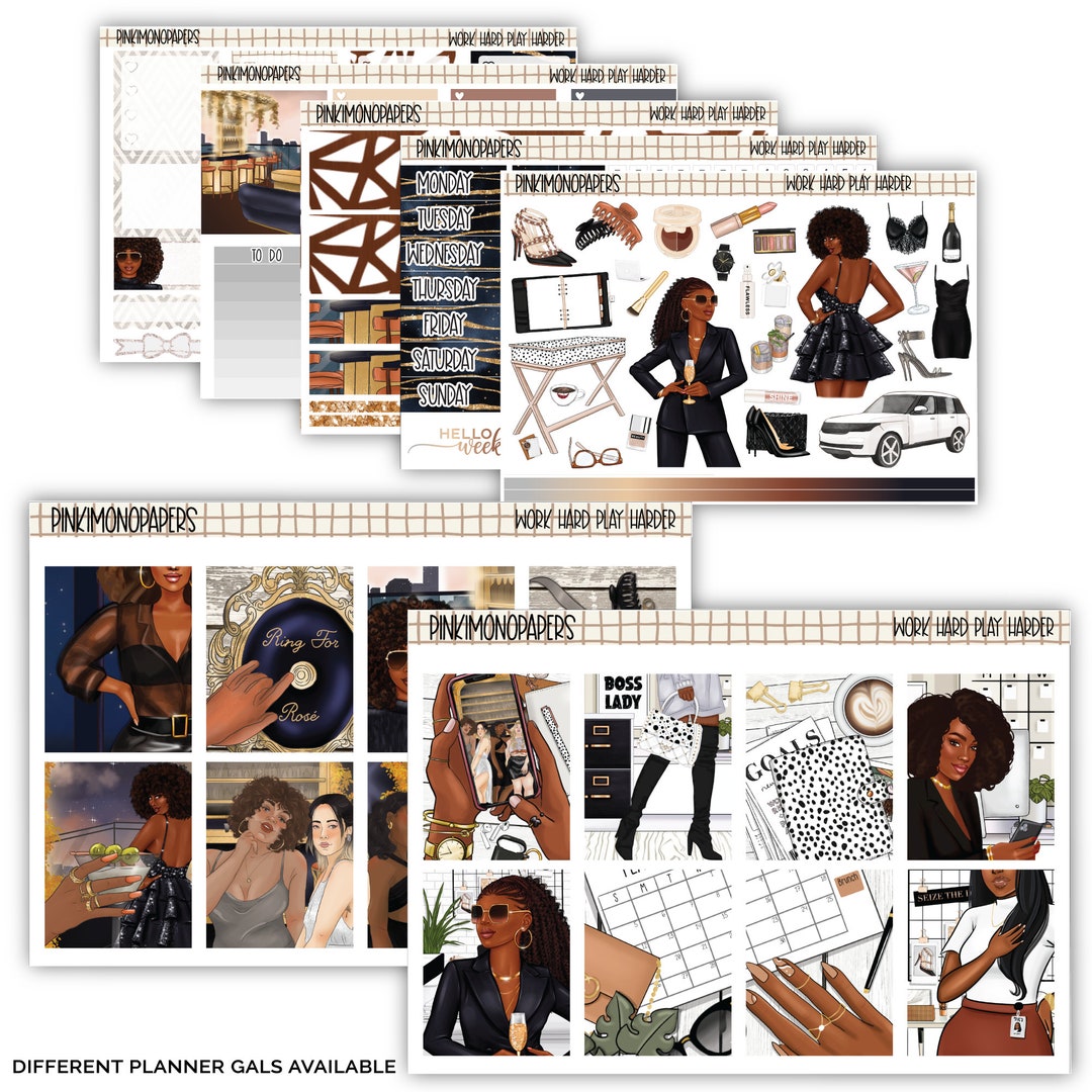 Weekly Sticker Kit - Work Hard Play Harder - ECLP Sticker Kit, Happy ...