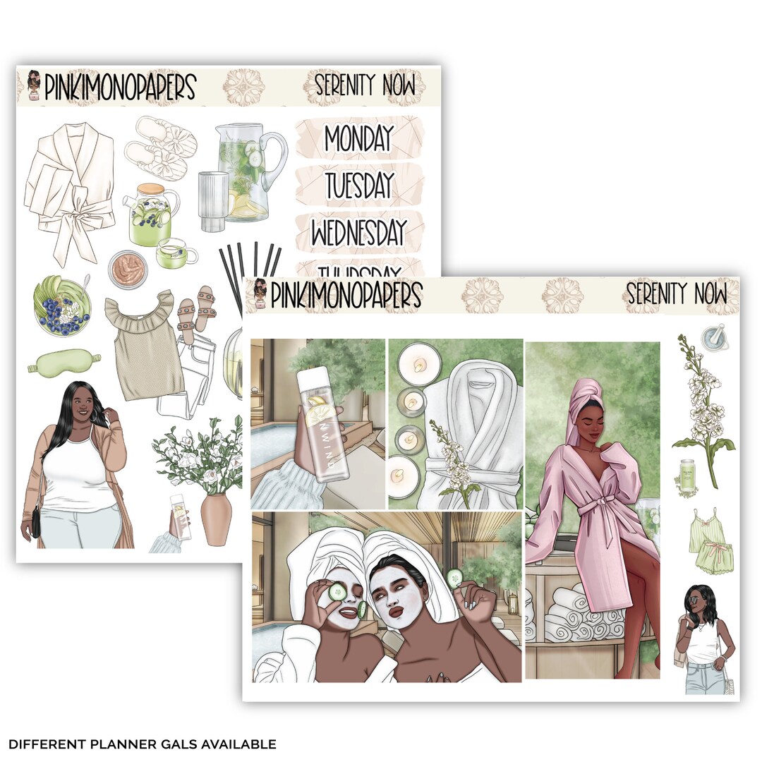 Mini Sticker Kit - Serenity Now - Planner Sticker Kit | Diverse Options Offered | Self Care ...