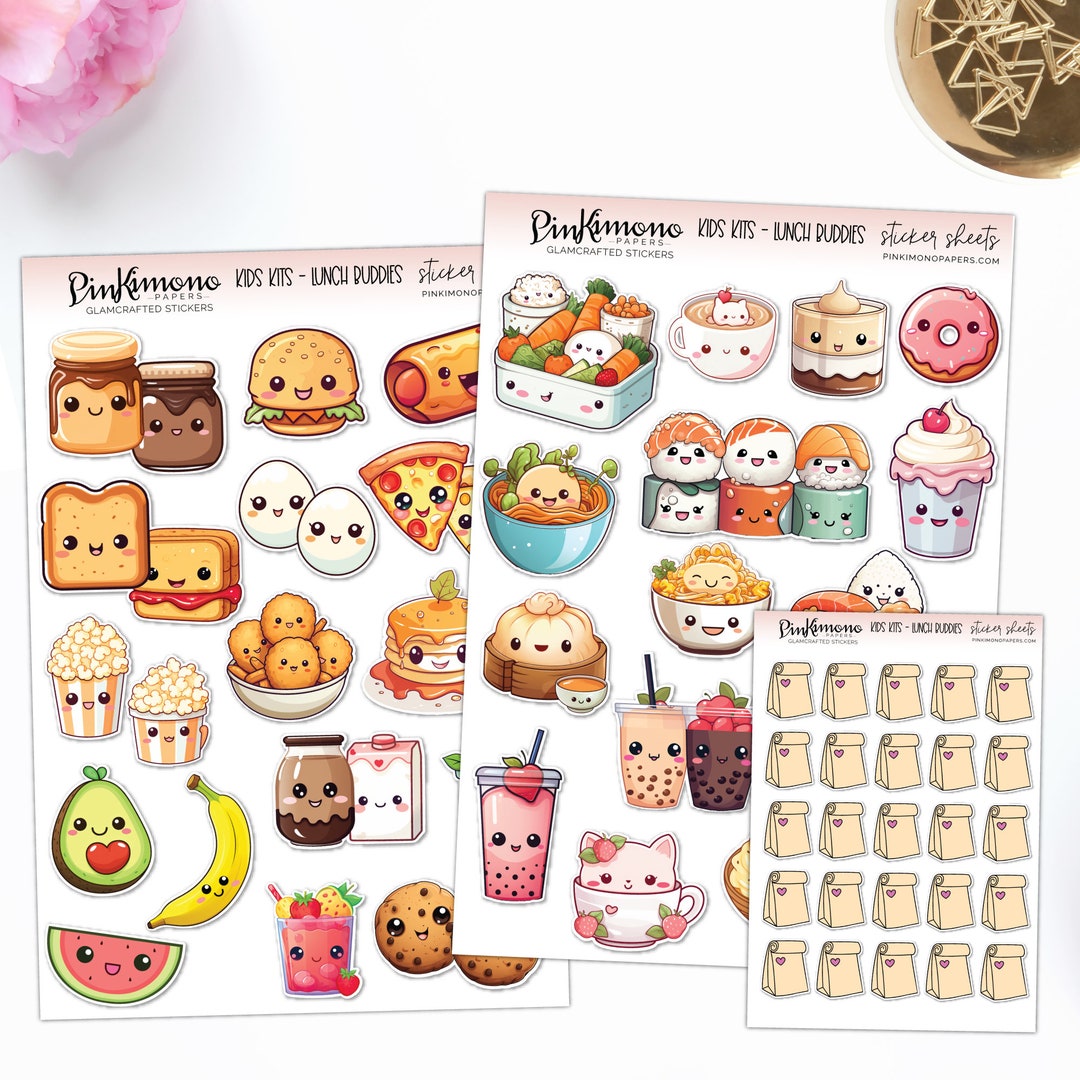 Lunch Buddies - Sticker Sheets | Kid Stickers | Lunch Stickers - Etsy