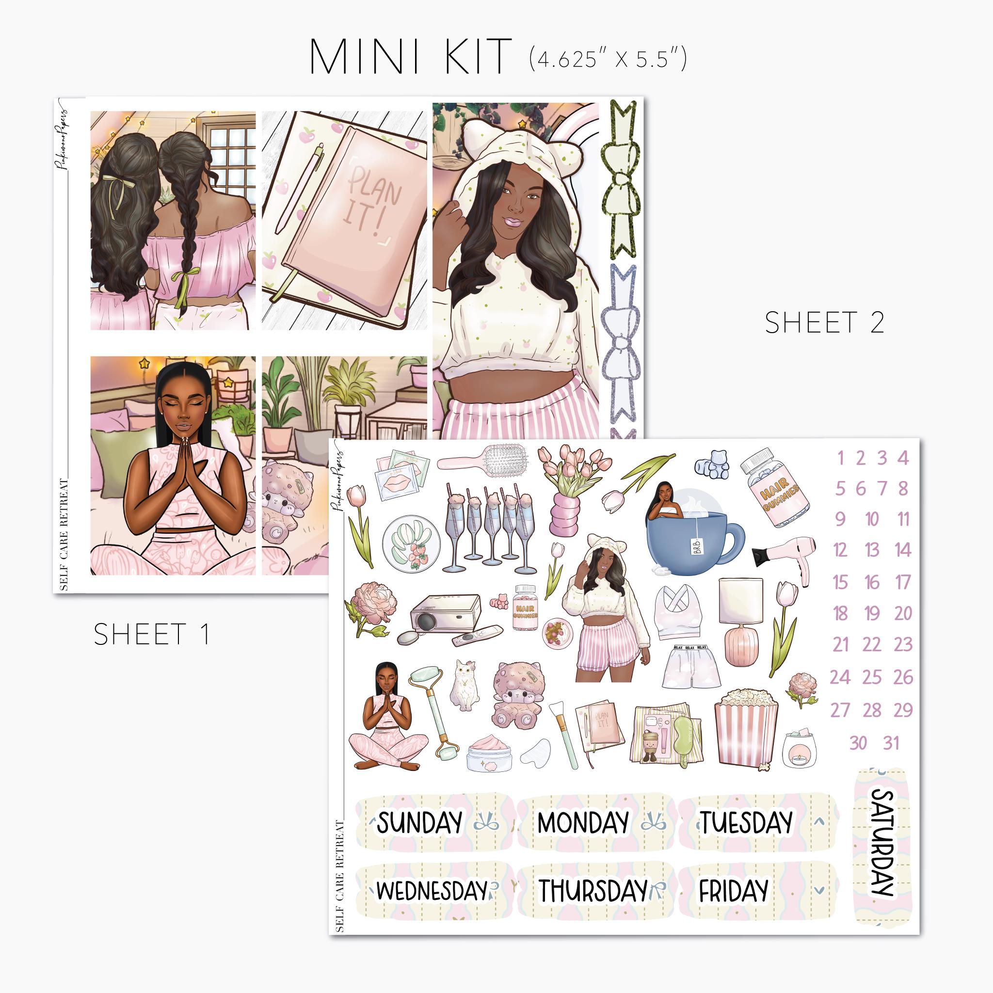 WEEKLY, MINI & TINY Planner Sticker Kits - Self Care Retreat - Planner ...