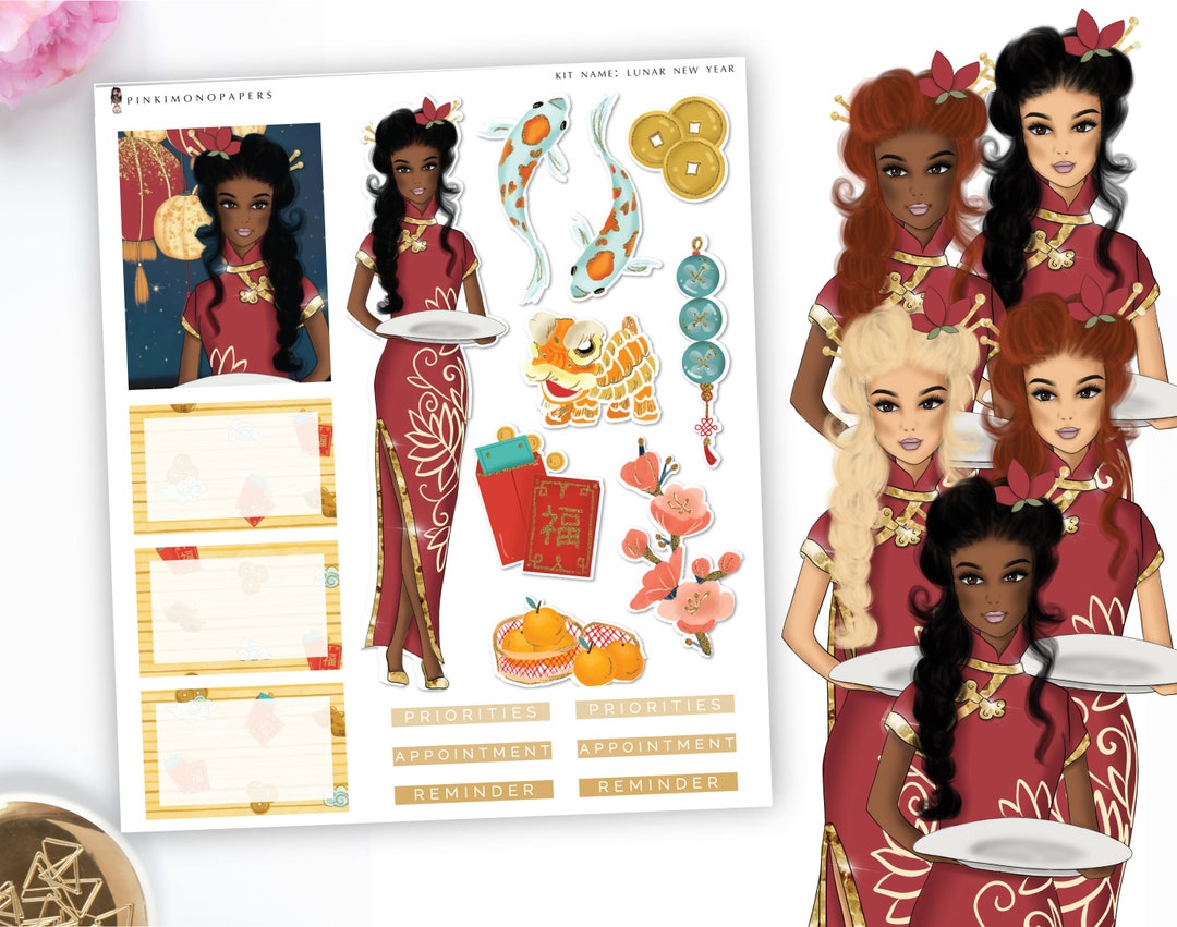 Holiday Lunar New Year - Tiny Kits | Planner Sticker Kit - Etsy