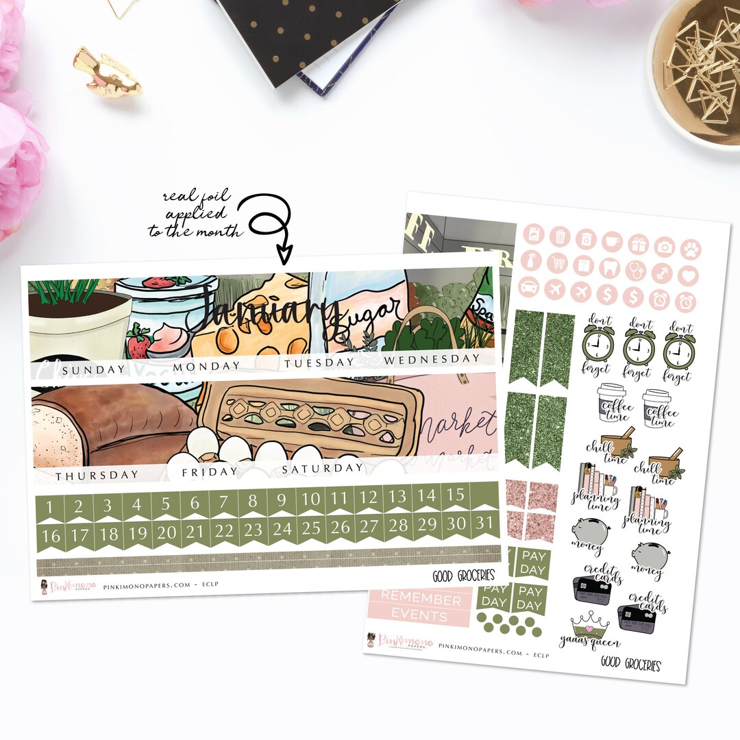 Good Groceries - Monthly Sticker Kit, ECLP Monthly Kit, ECPP Monthly ...