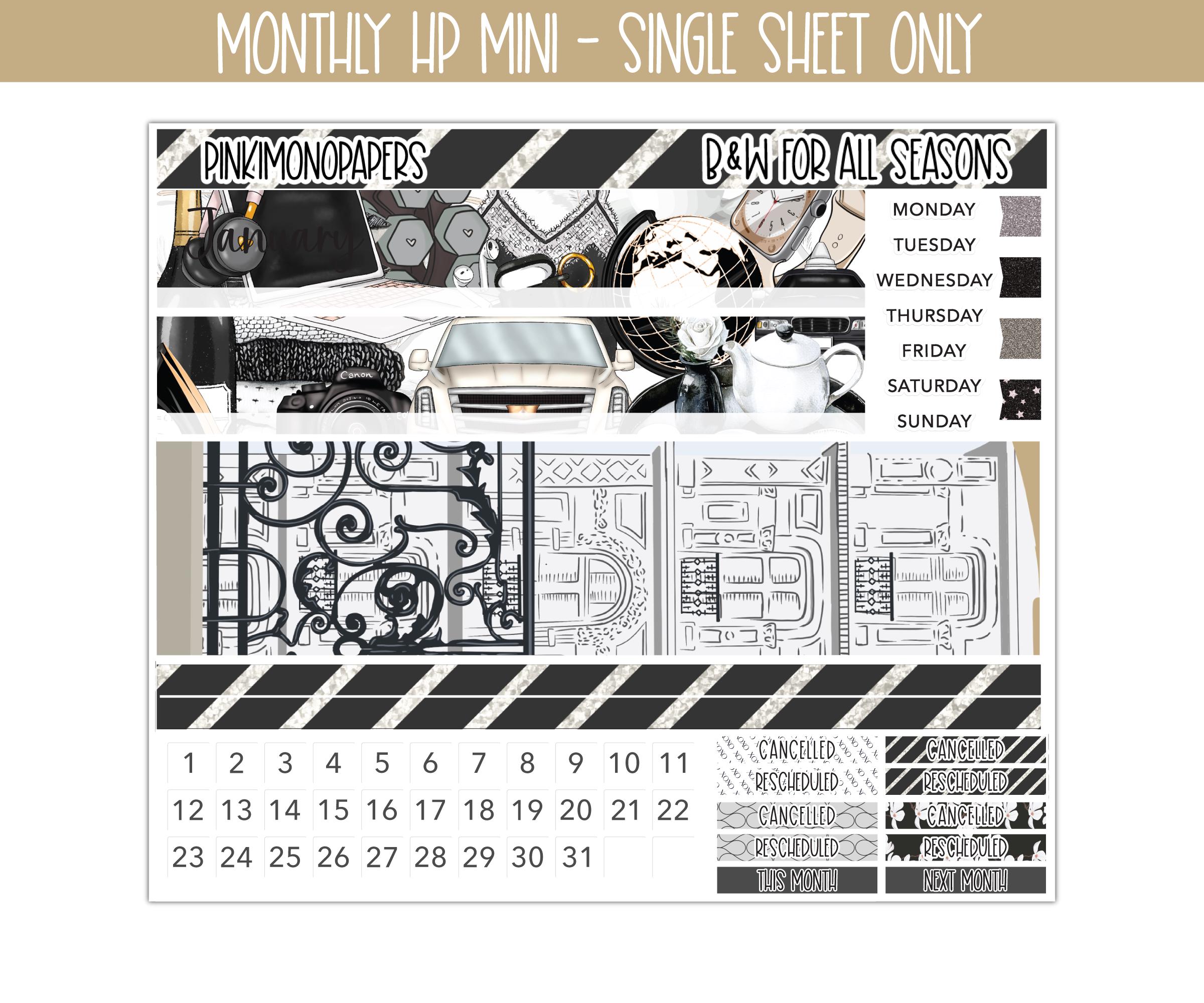 Monthly Sticker Kit - B&W for All Seasons - Erin Condren Planners ...