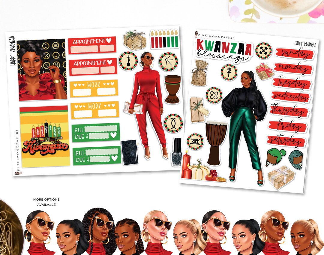 Happy Kwanzaa - Planner Sticker Kit | Diverse Options Offered | Holiday ...