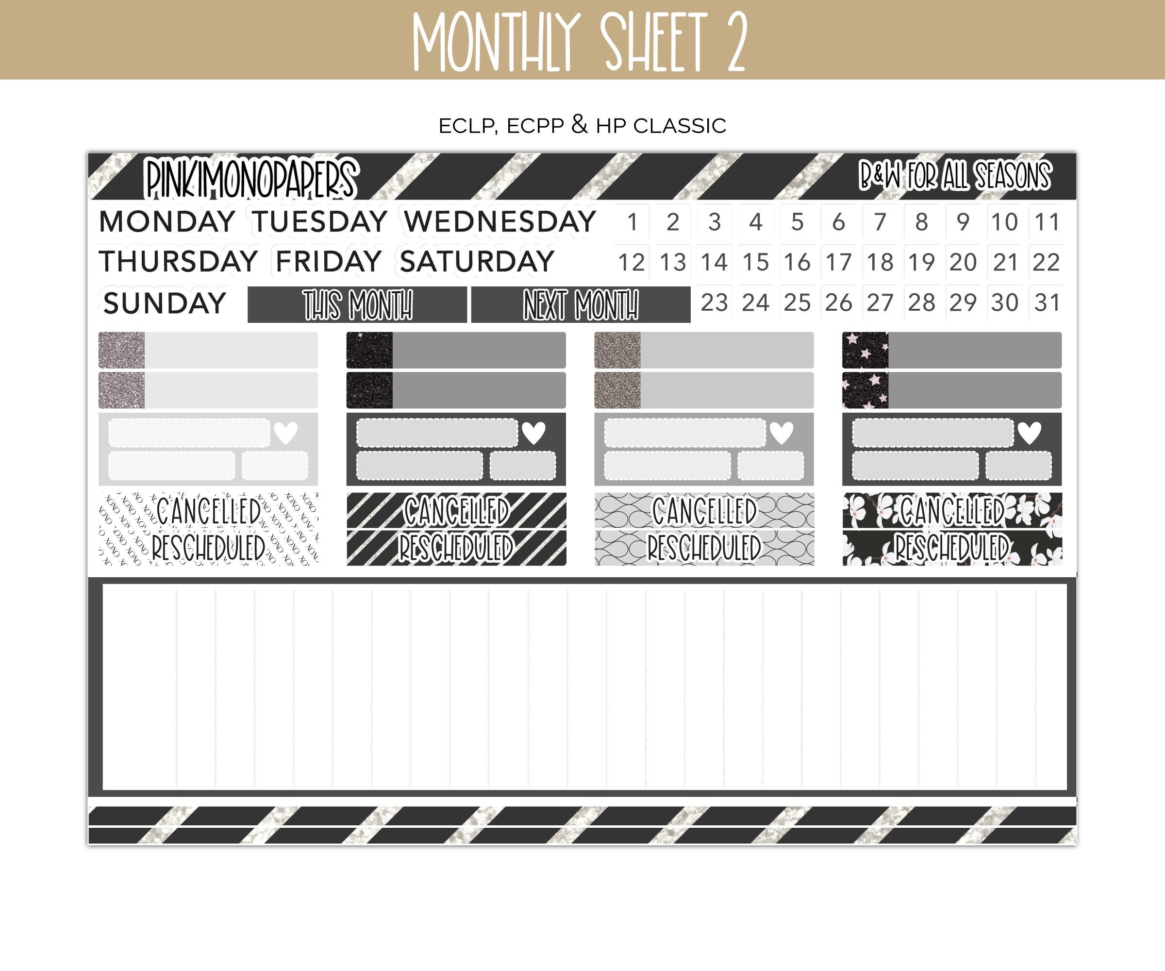 Monthly Sticker Kit - B&W for All Seasons - Erin Condren Planners ...