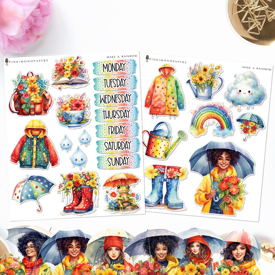 Make A Rainbow - Planner Sticker Kit | Diverse Options Offered - Etsy