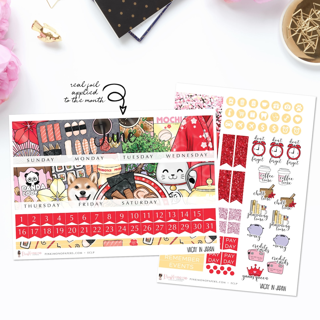 Vacay in Japan - Monthly Sticker Kit, ECLP Monthly Kit, ECPP Monthly ...
