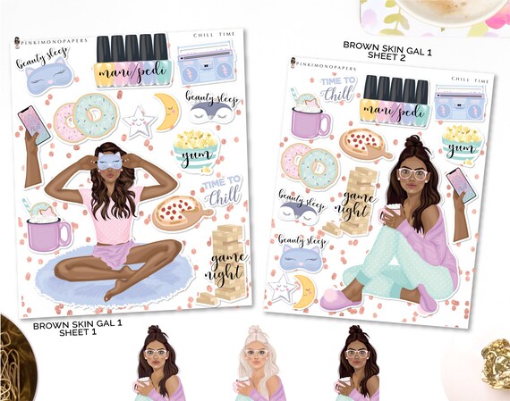 Chill Time Planner Sticker Kit Diverse Options Offered | Etsy