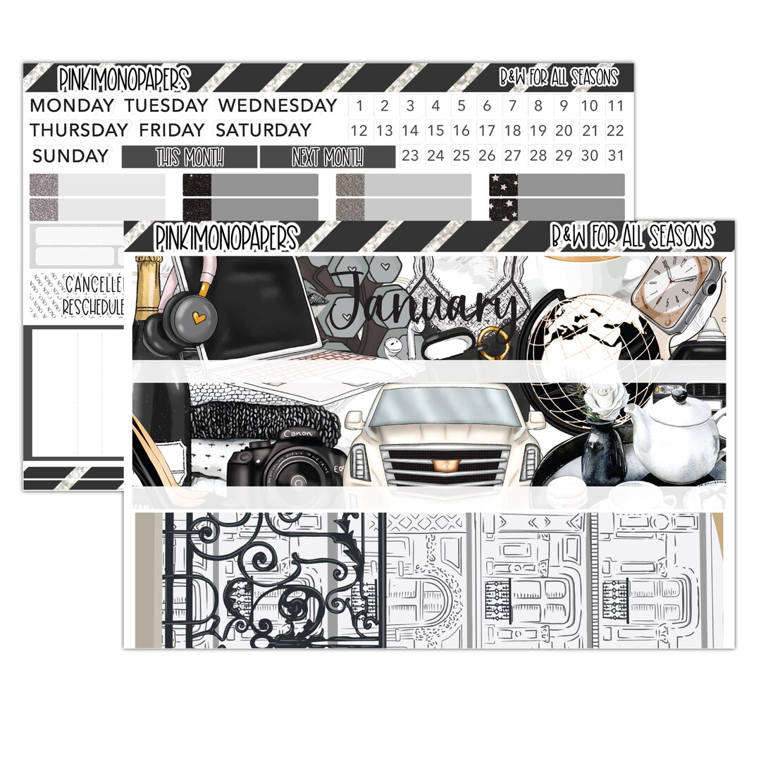 Monthly Sticker Kit - B&W for All Seasons - Erin Condren Planners ...