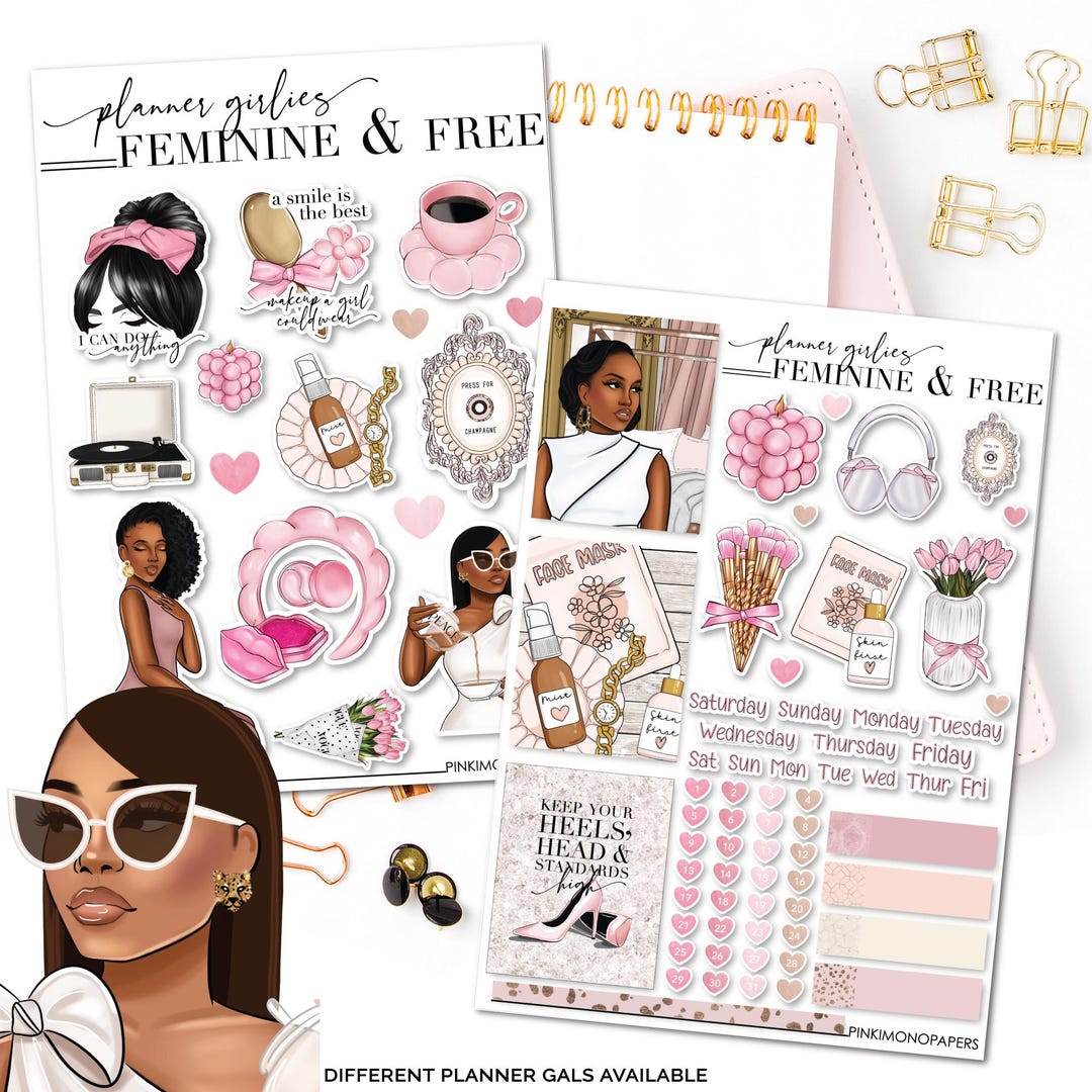 Planner Girlies - Feminine & Free - ECLP Sticker Kit, Happy Planner ...