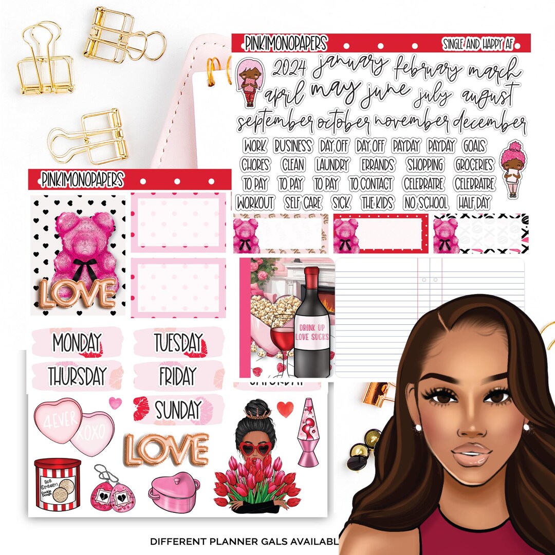 Tiny & Add on Sticker Kits - Single and Happy AF - Planner Sticker Kit ...