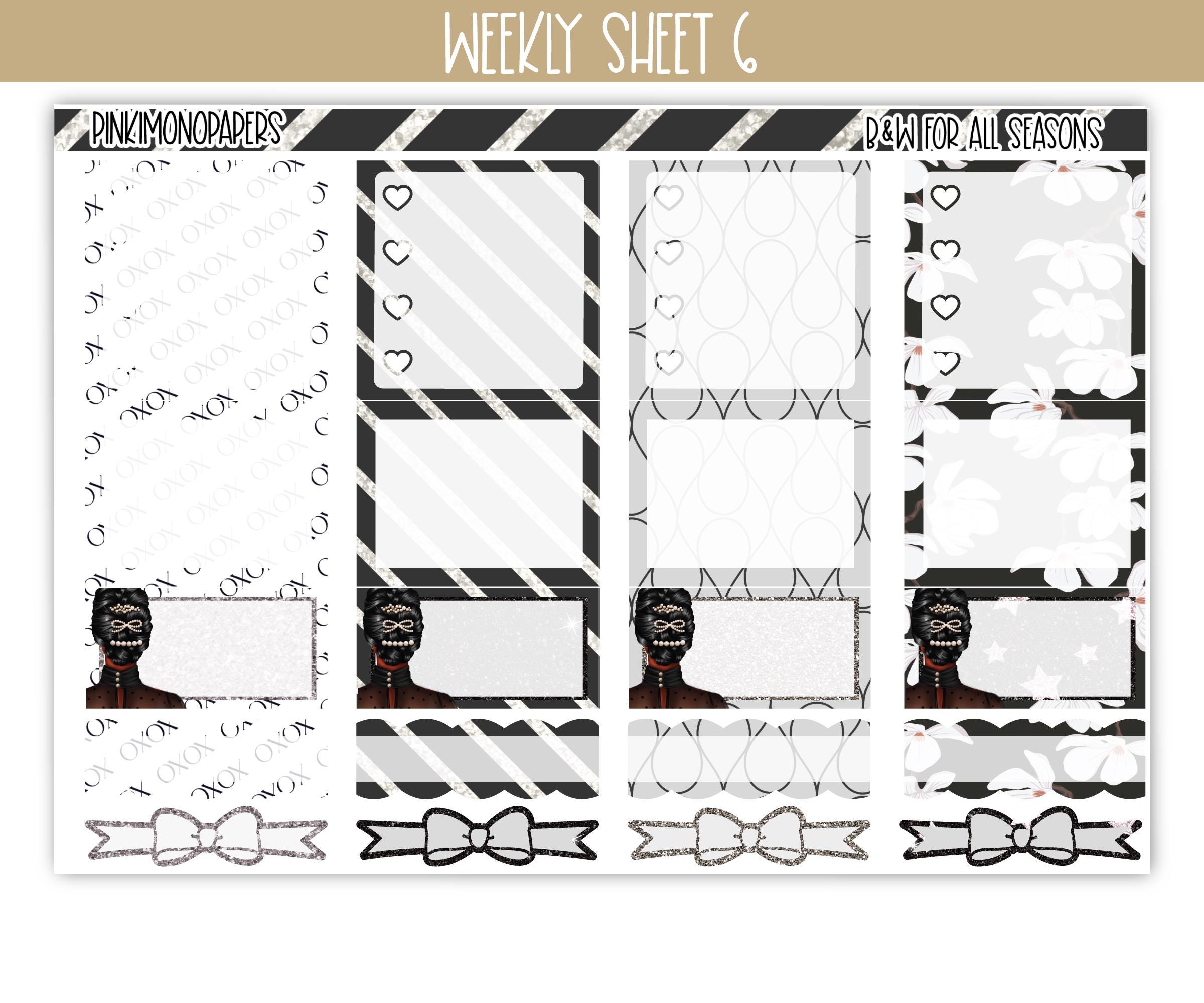 Weekly Sticker Kit - B&W for All Seasons - ECLP Sticker Kit, Happy ...