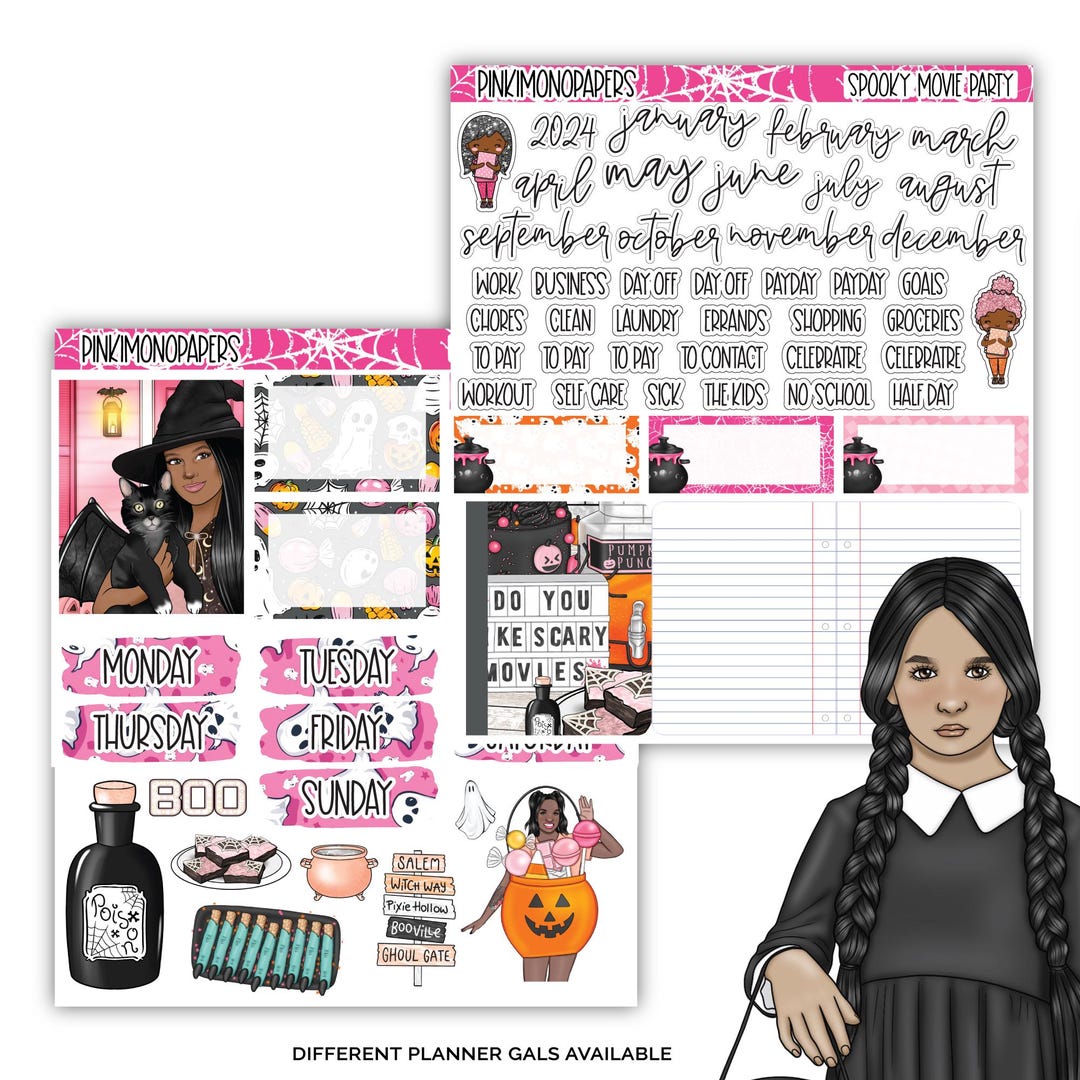 Tiny & Add on Sticker Kits - Spooky Movie Party - Planner Sticker Kit ...