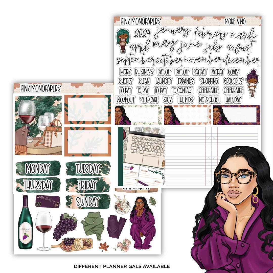 Tiny & Add on Sticker Kits - More Vino - Planner Sticker Kit | Diverse ...