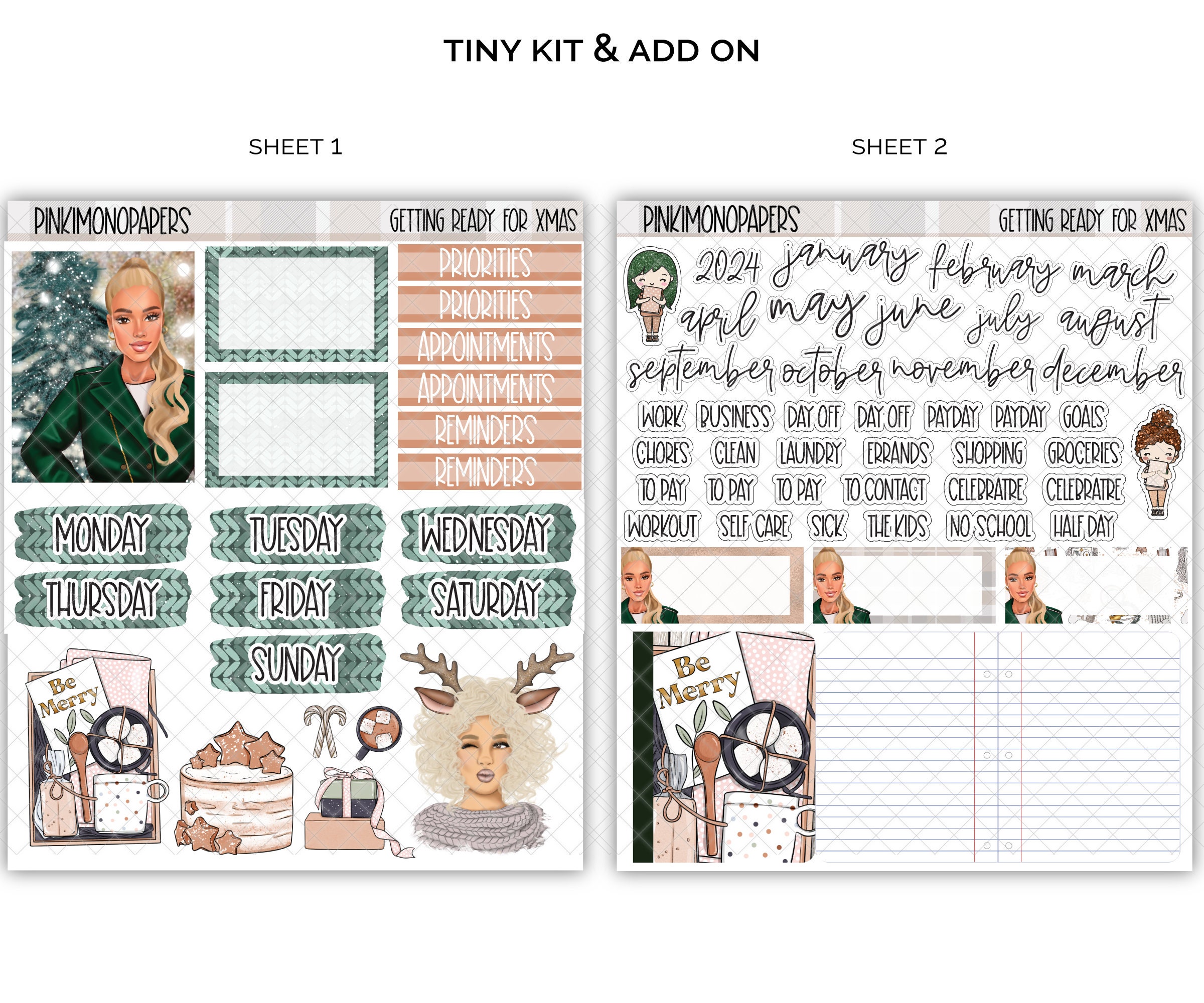 Tiny & Add on Sticker Kits - Getting Ready for Xmas - Planner Sticker ...
