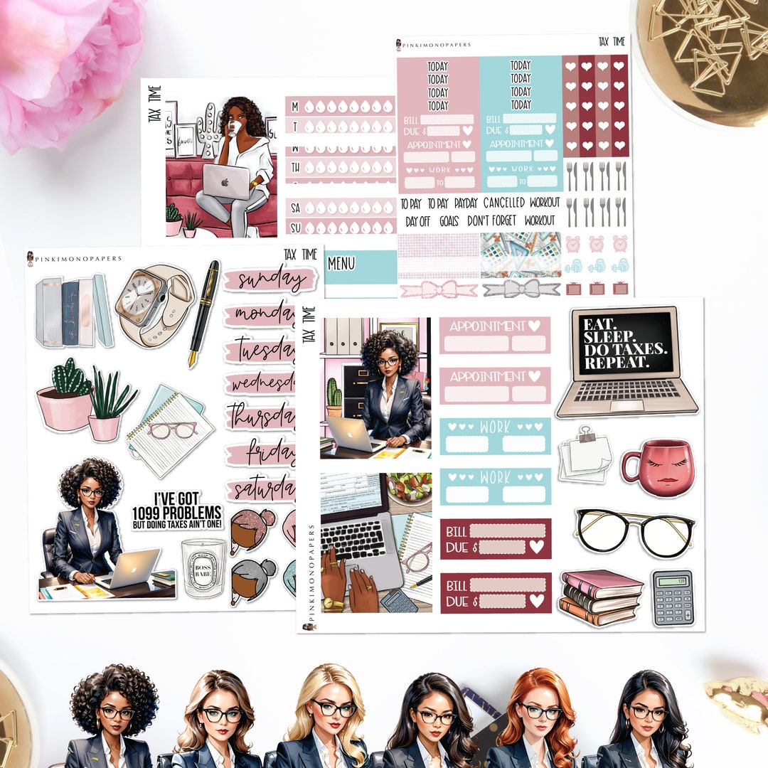 Tax Time - Planner Sticker Kit | Diverse Options Offered | Glam ...