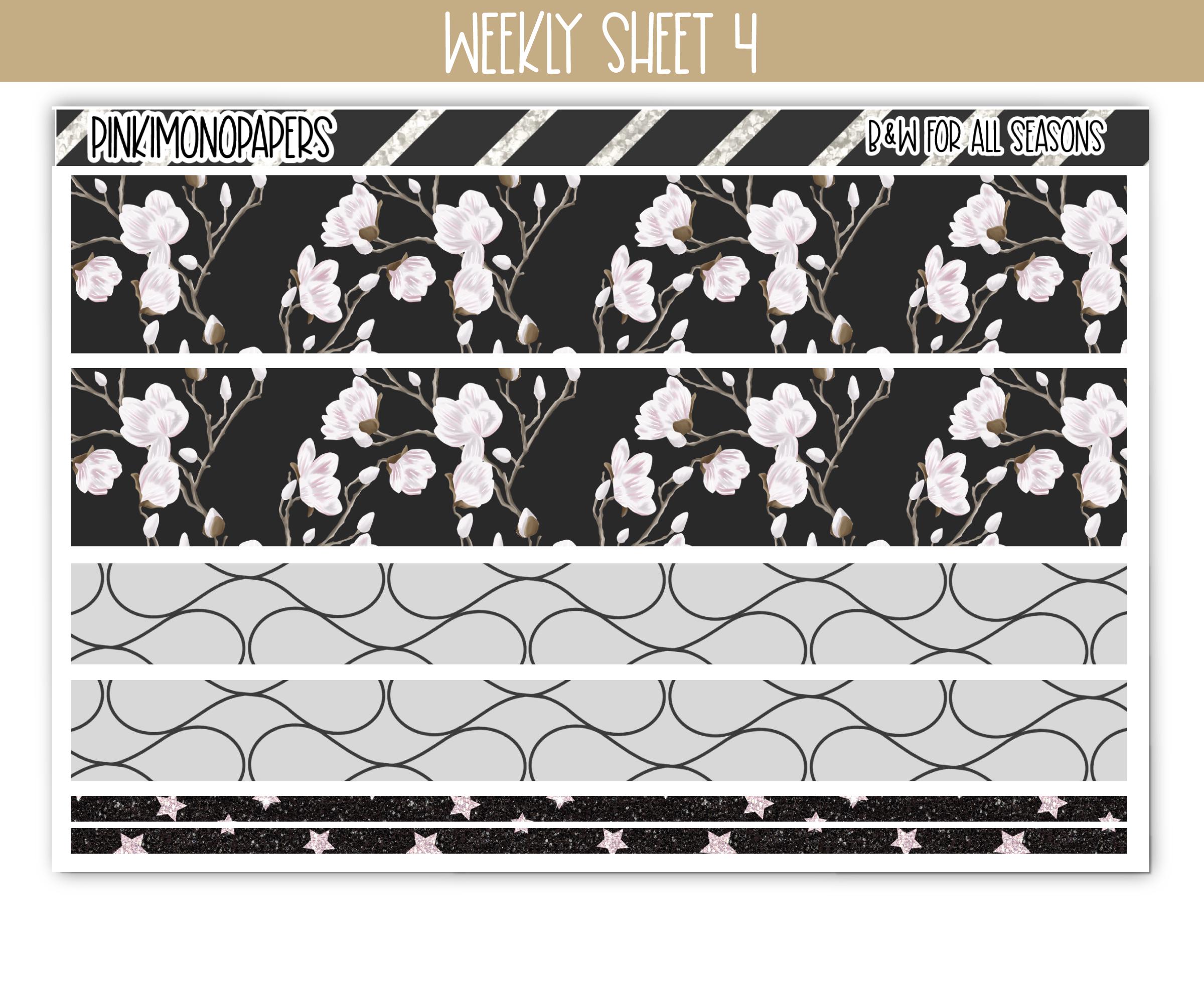 Weekly Sticker Kit - B&W for All Seasons - ECLP Sticker Kit, Happy ...