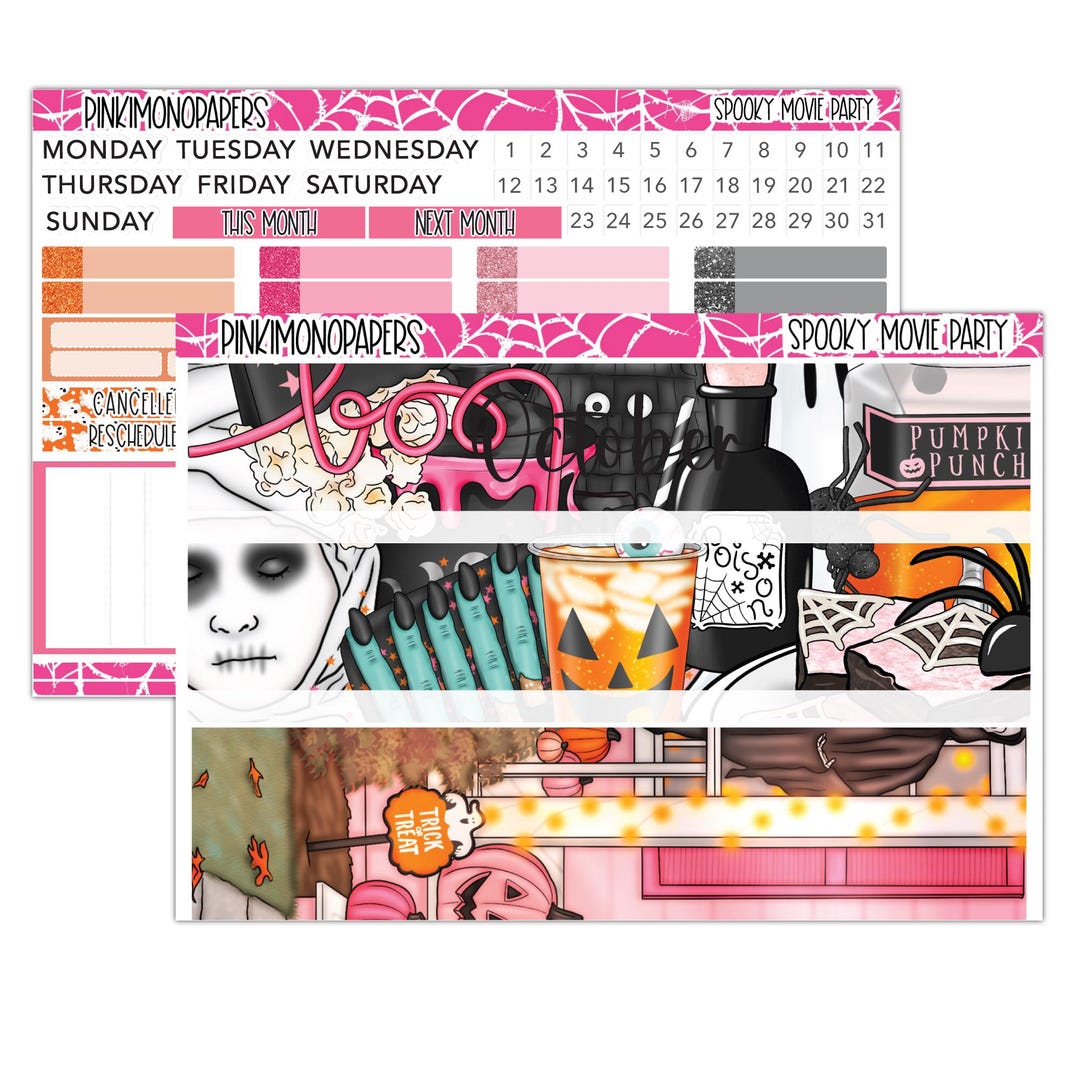 Monthly Sticker Kit - Spooky Movie Party - Erin Condren Planners, Happy ...
