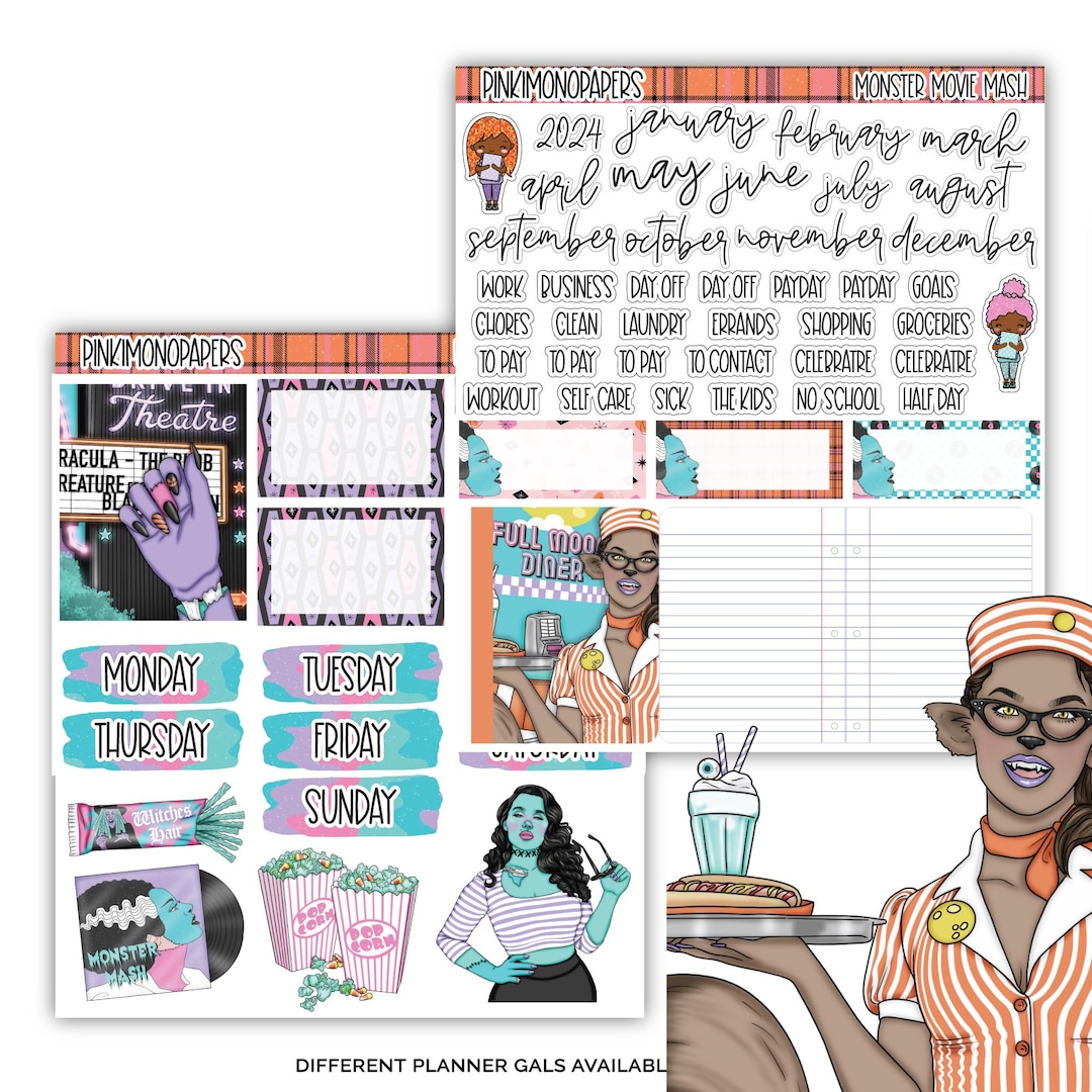 Tiny & Add on Sticker Kits - Monster Movie Mash - Planner Sticker Kit ...